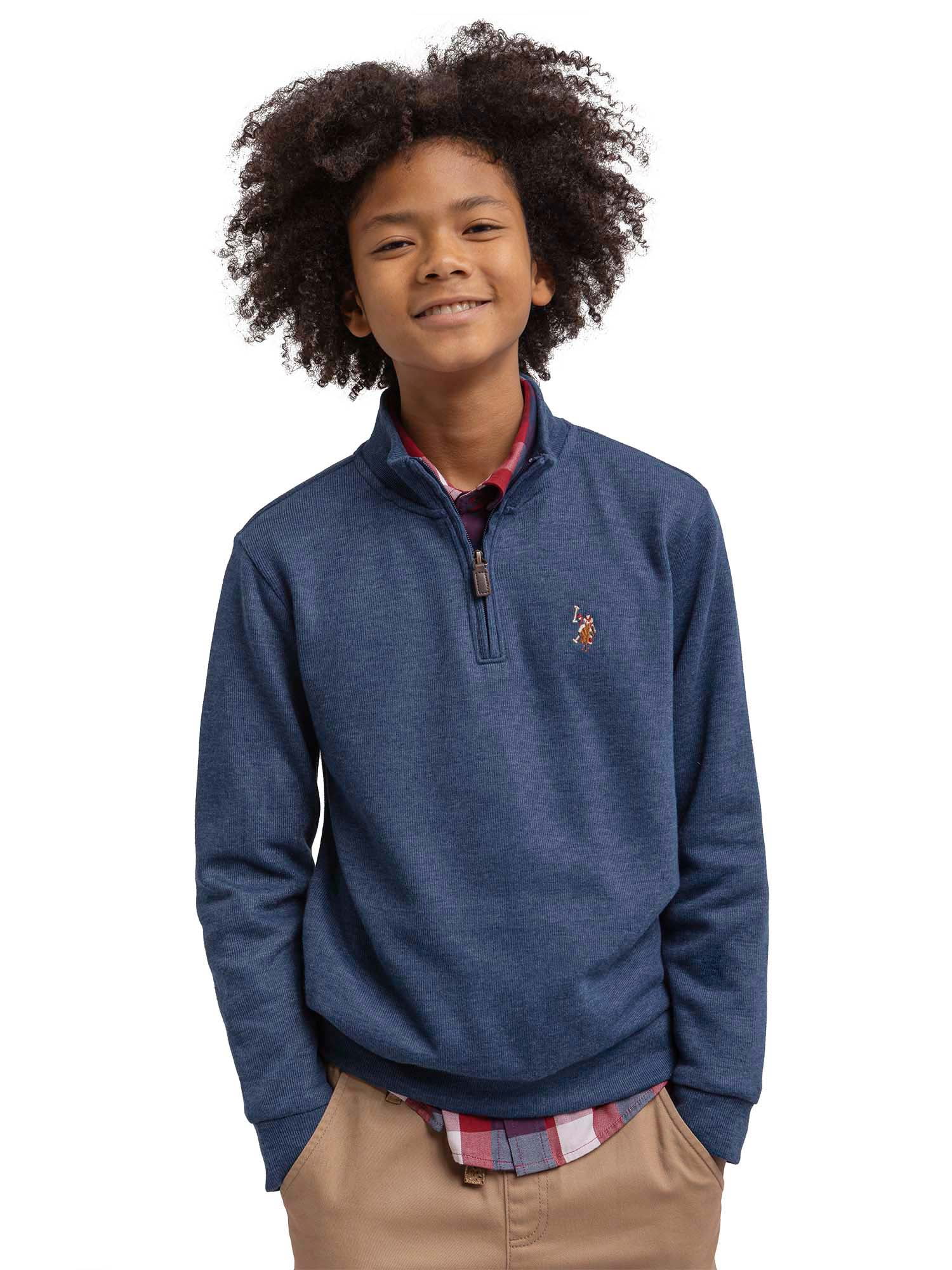 U.S. Polo Assn. Boys Quarter Zip Fleece Mock Neck Pullover, Sizes 4-18 ...