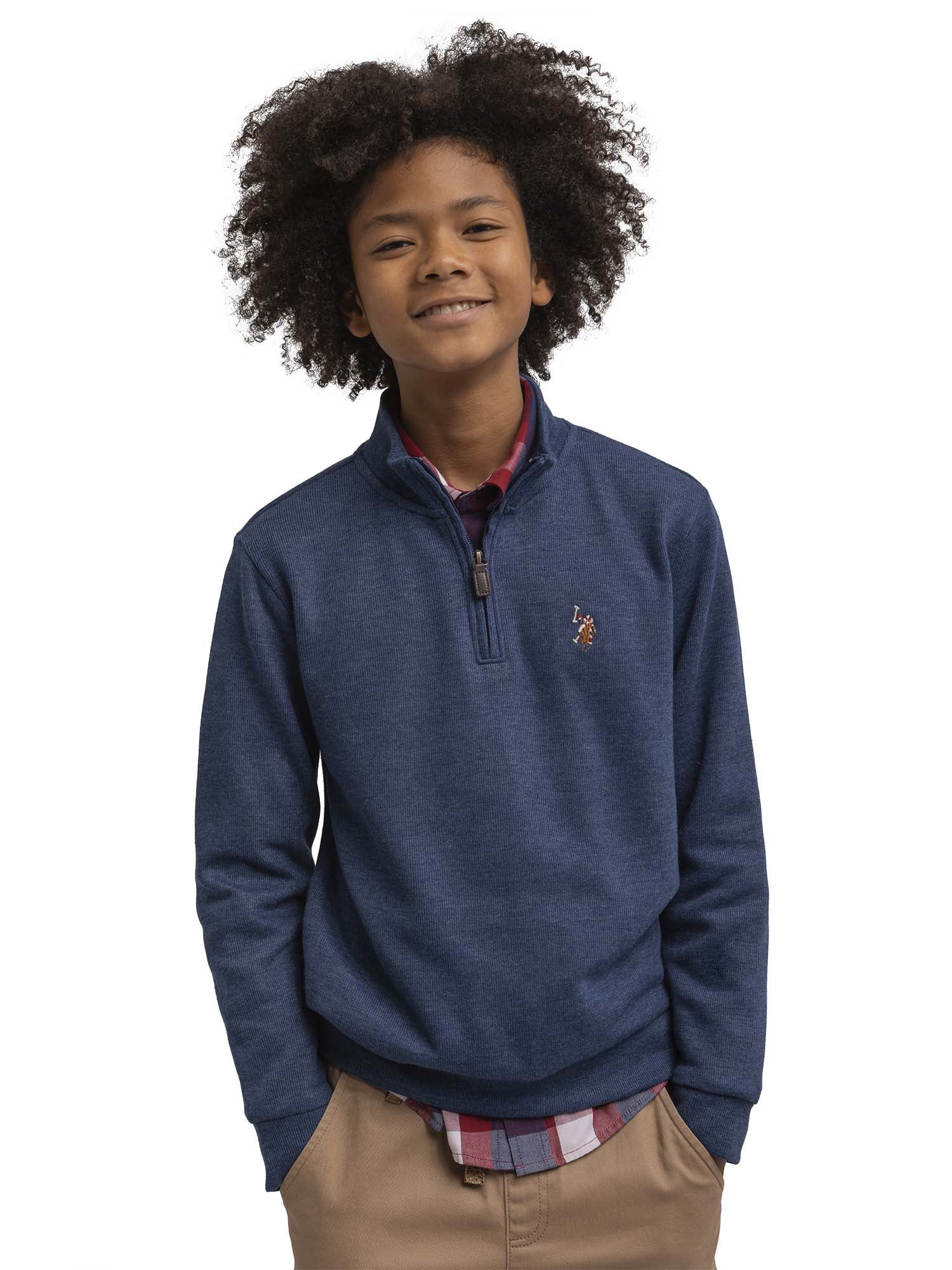 U.S. Polo Assn. Boys Quarter Zip Fleece Mock Neck Pullover, Sizes 4-18 ...