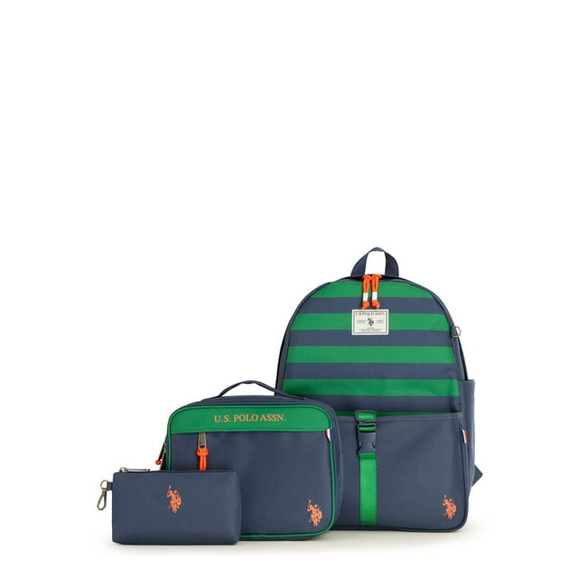 U.S. Polo Assn. Boys Water-Resistant Backpack, Lunch Tote, & Pencil ...