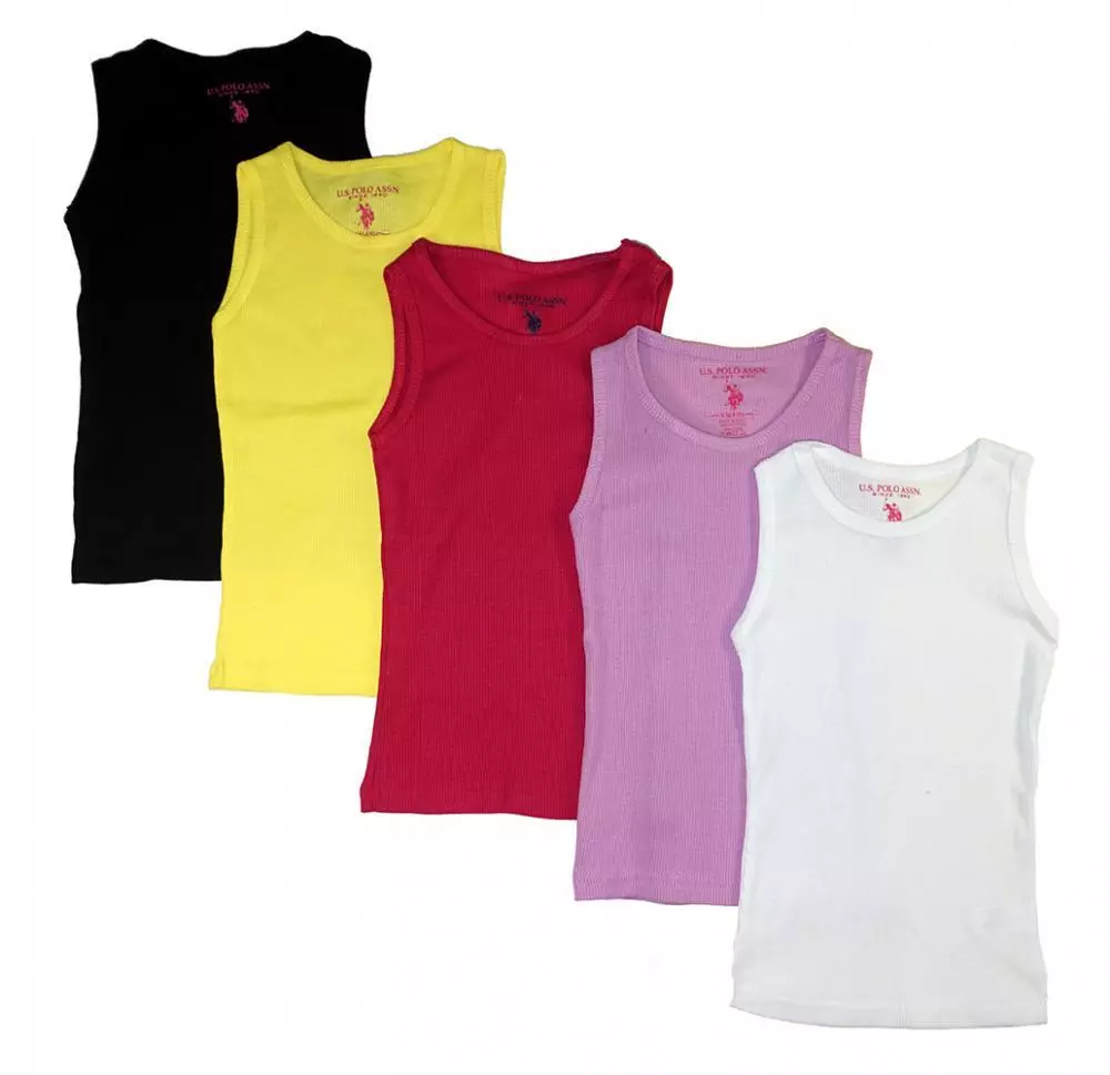 U.S. Polo Assn. Girls 5-Pack Rib Knit Tank Tops - Assorted Colors, 6-8 ...