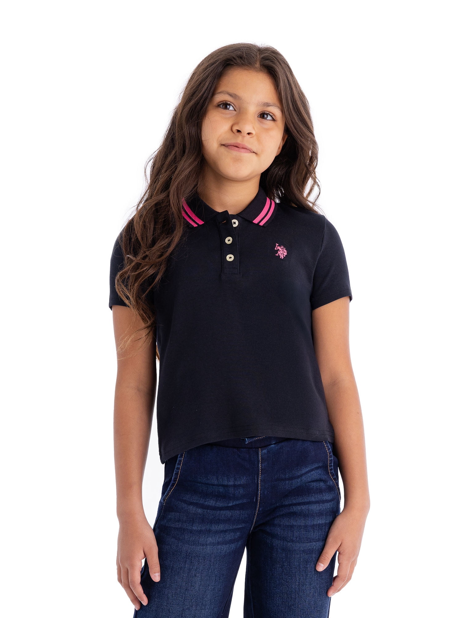 U.S. Polo Assn. Girls Short Sleeve Polo Shirt, Sizes 4-18 - Walmart.com