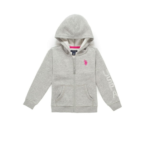 U.S. Polo Assn. Girls Zip-Up Fleece Hoodie, Sizes 4-18 - Walmart.com