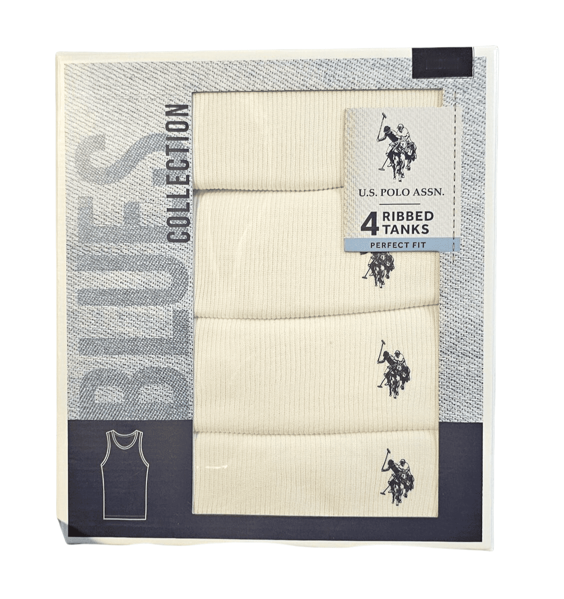 U.S. Polo Assn.®Men's 4 RIBBED TANKS PERFECT FIT White Size "M ...