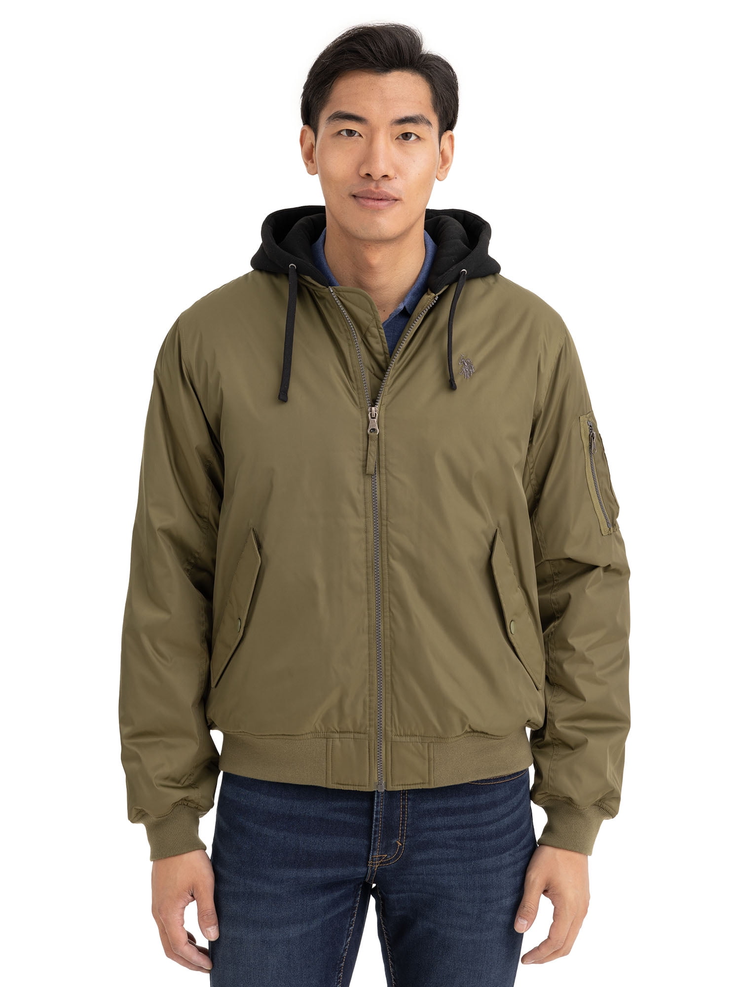U.S. Polo Assn. Men's Bomber Jacket with Hood - Walmart.com