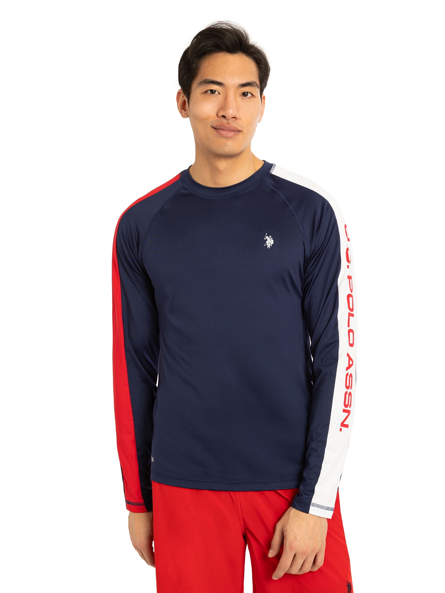 U.S. Polo Assn. Men's Striped Raglan Sleeve Sun Shirt UPF 50, Sizes S ...