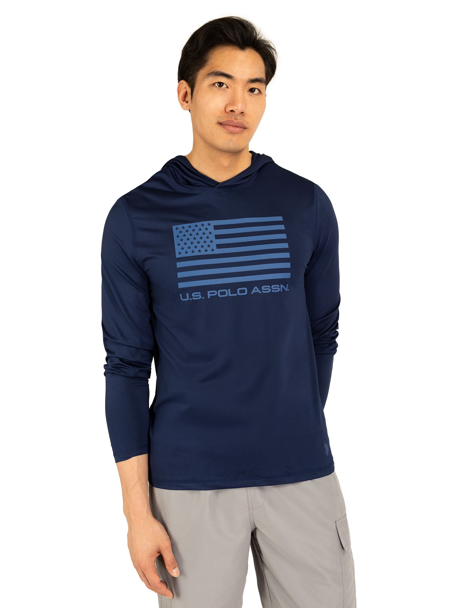 U.S. Polo Assn. Men's & Big Men's Tonal Flag Hooded Sun Shirt, Sizes S ...