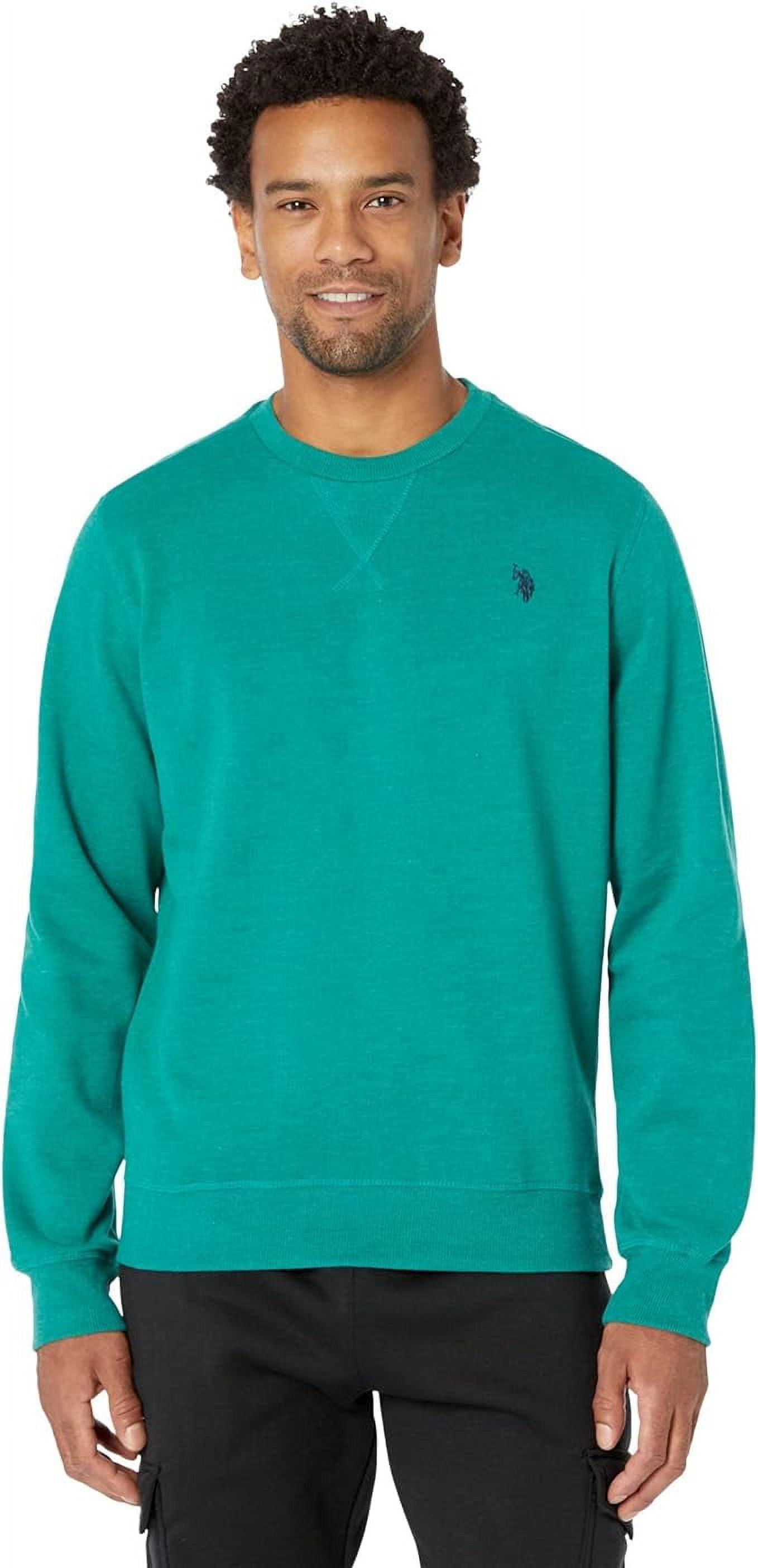 U.S. Polo Assn. Men's Classic Solid Crew Neck Sweatshirt, Peacock Heather, Small - Walmart.com