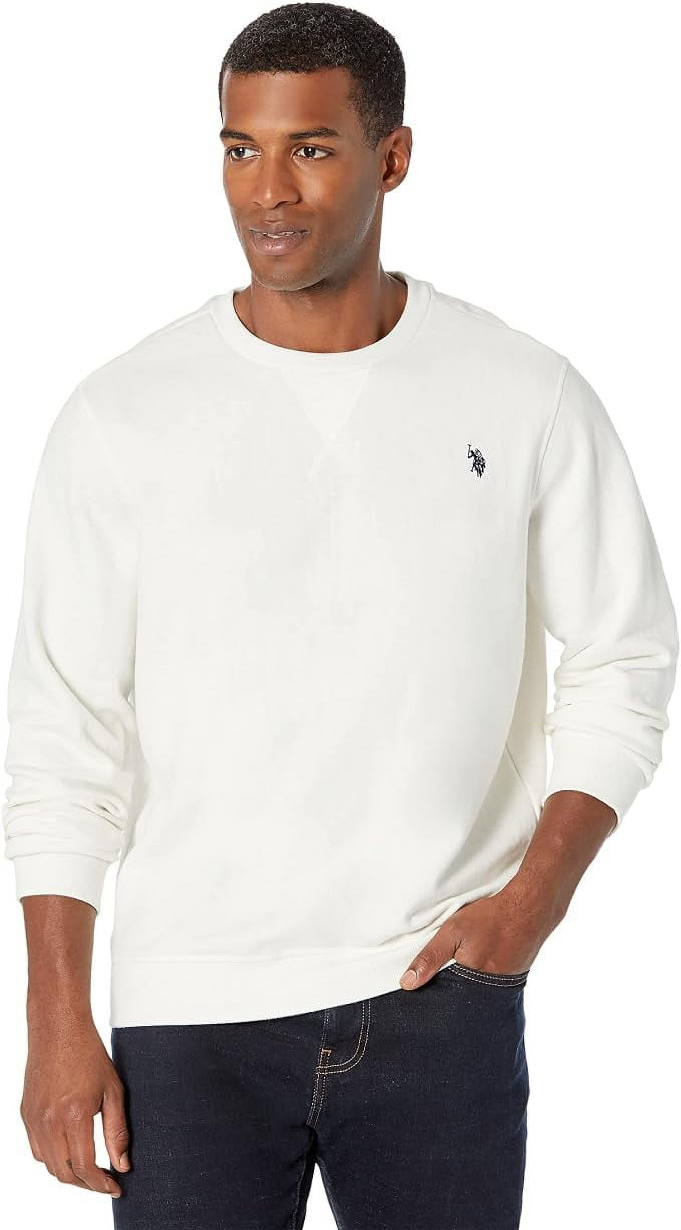 U.S. Polo Assn. Men's Classic Solid Crew Neck Sweatshirt, Vanilla Prep, Large - Walmart.com