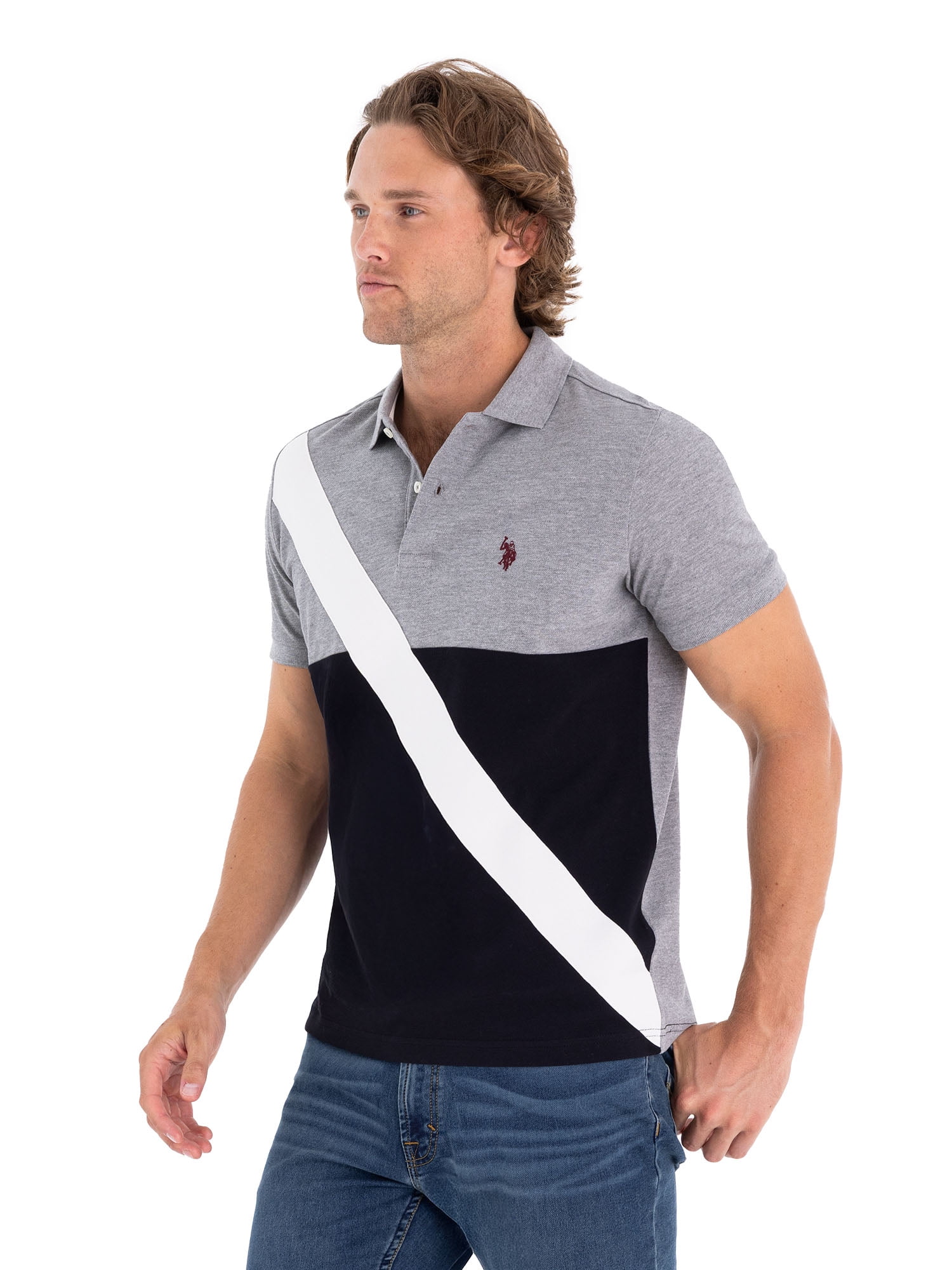 U.S. Polo Assn. Men's Color Block Pique Polo Shirt - Walmart.com