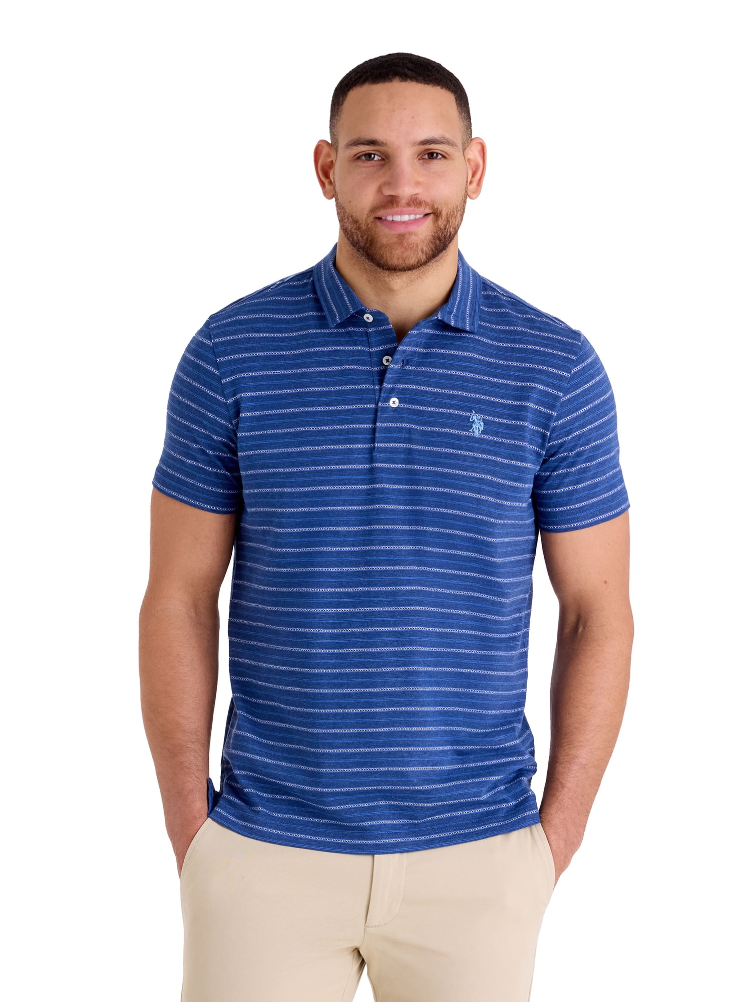 U.S. Polo Assn. Men's Textured Stripe Polo Shirt - Walmart.com