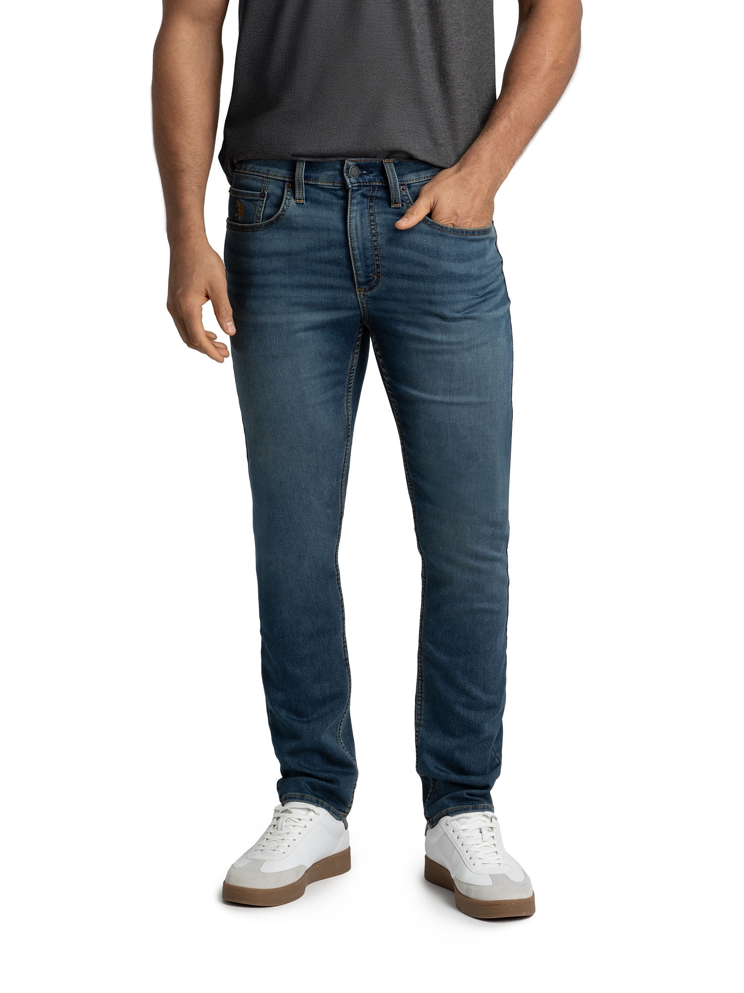 U.S. Polo Assn. Men's Slim Straight Knit Denim Jeans, Stretch Cotton ...