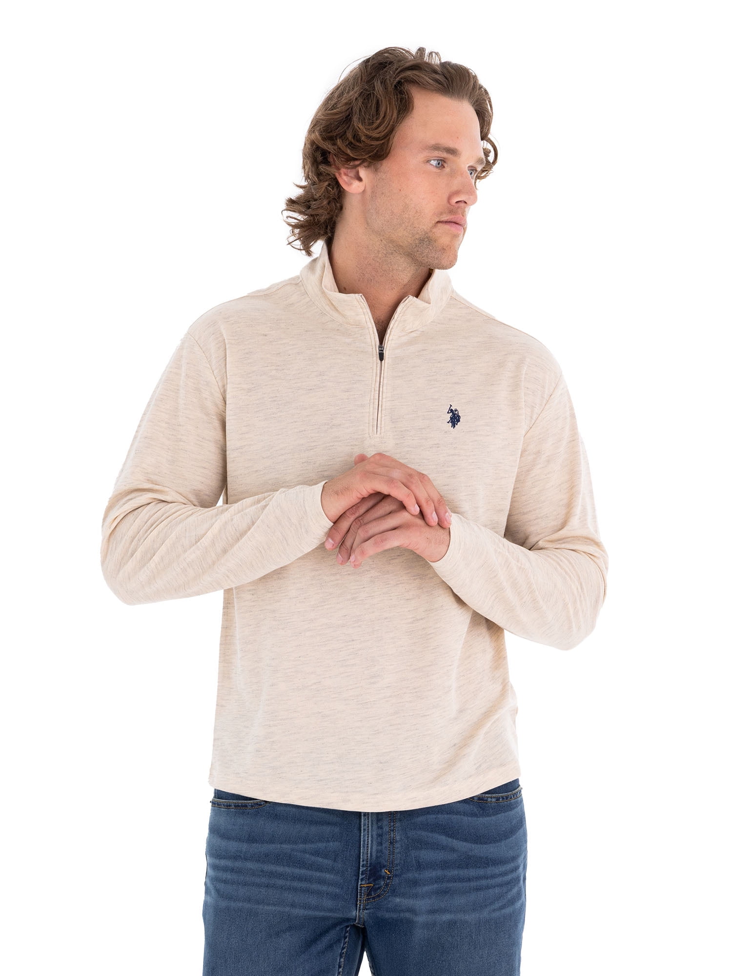 U.S. Polo Assn. Men's Luxe Quarter Zip Pullover - Walmart.com