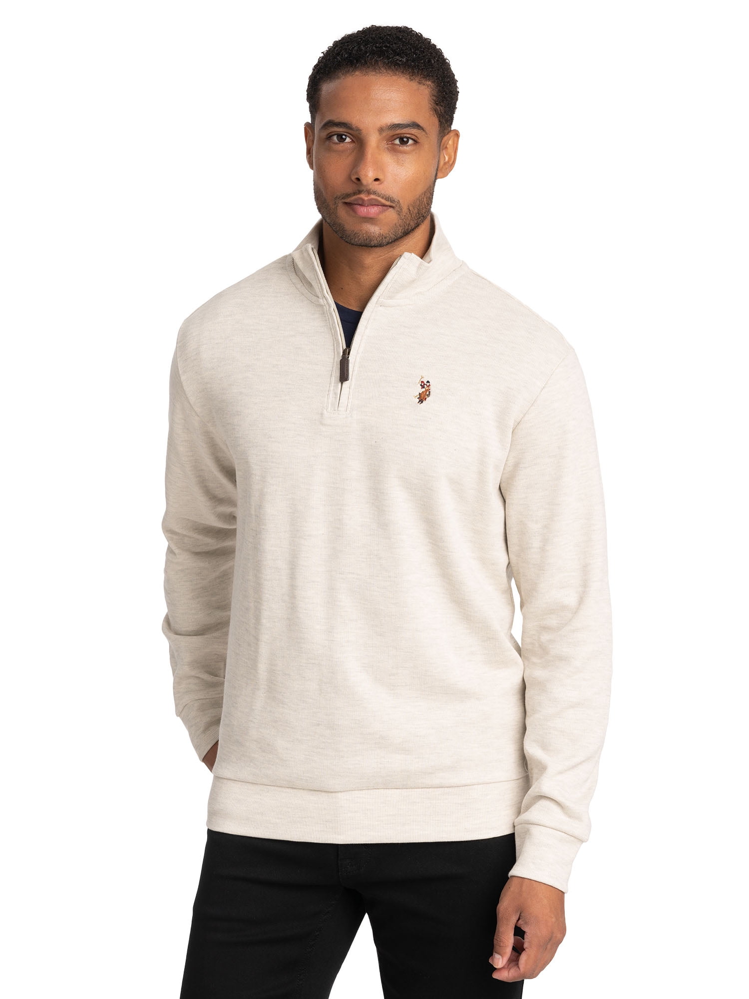 U.S. Polo Assn. Men's Quarter Zip Flatback - Walmart.com