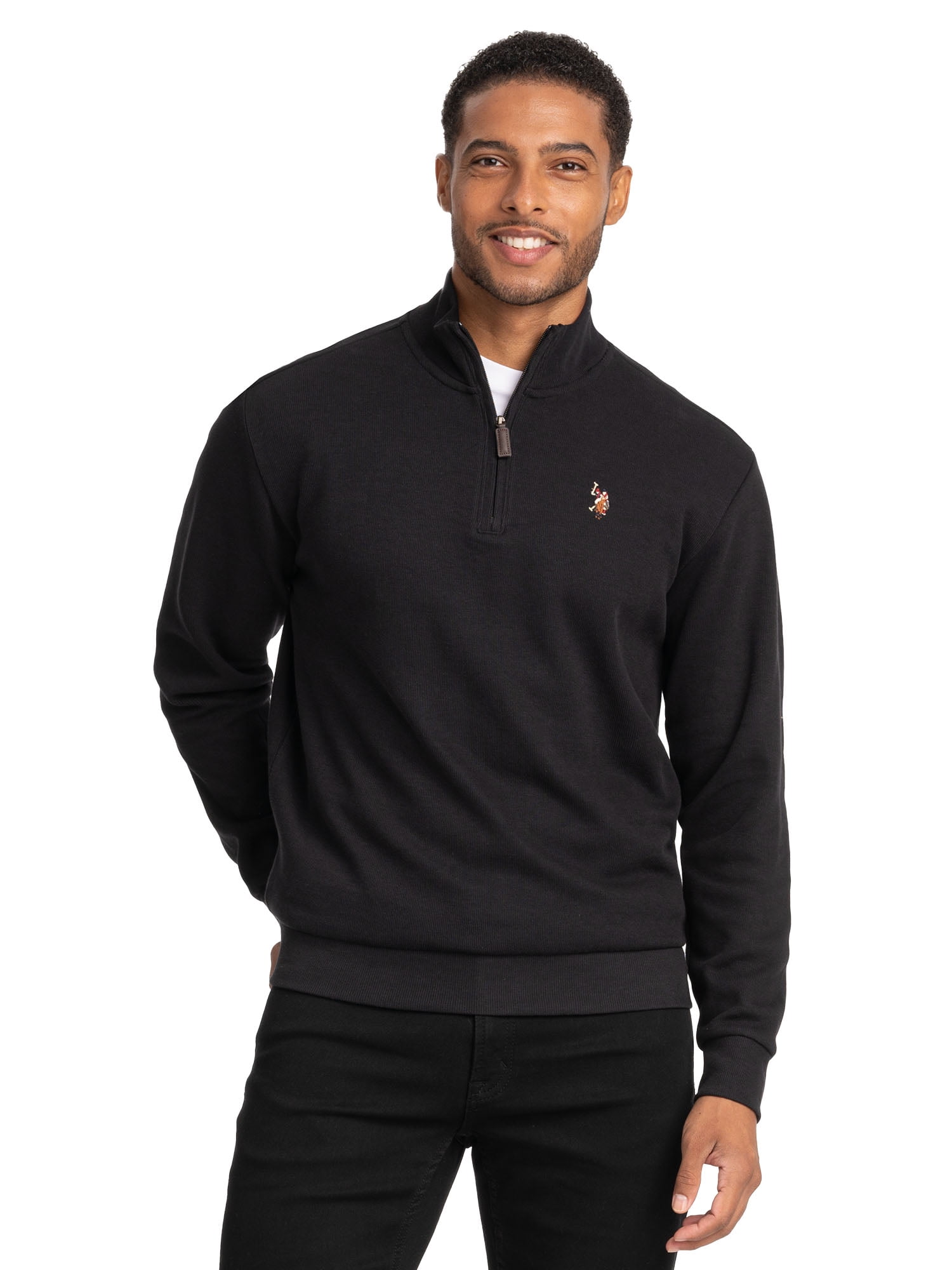 U.S. Polo Assn. Men's Quarter Zip Flatback - Walmart.com