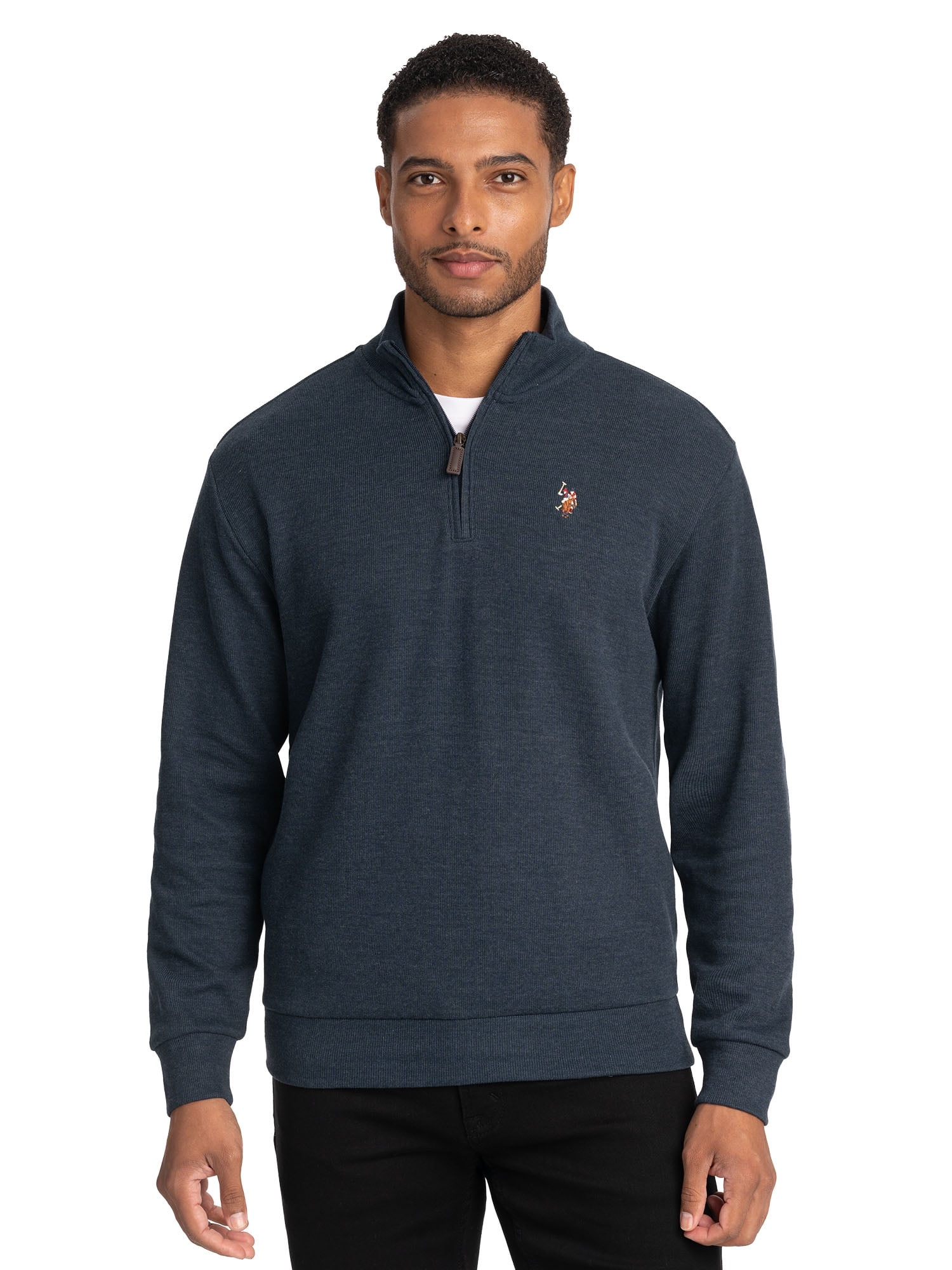 U.S. Polo Assn. Men's Quarter Zip Flatback - Walmart.com