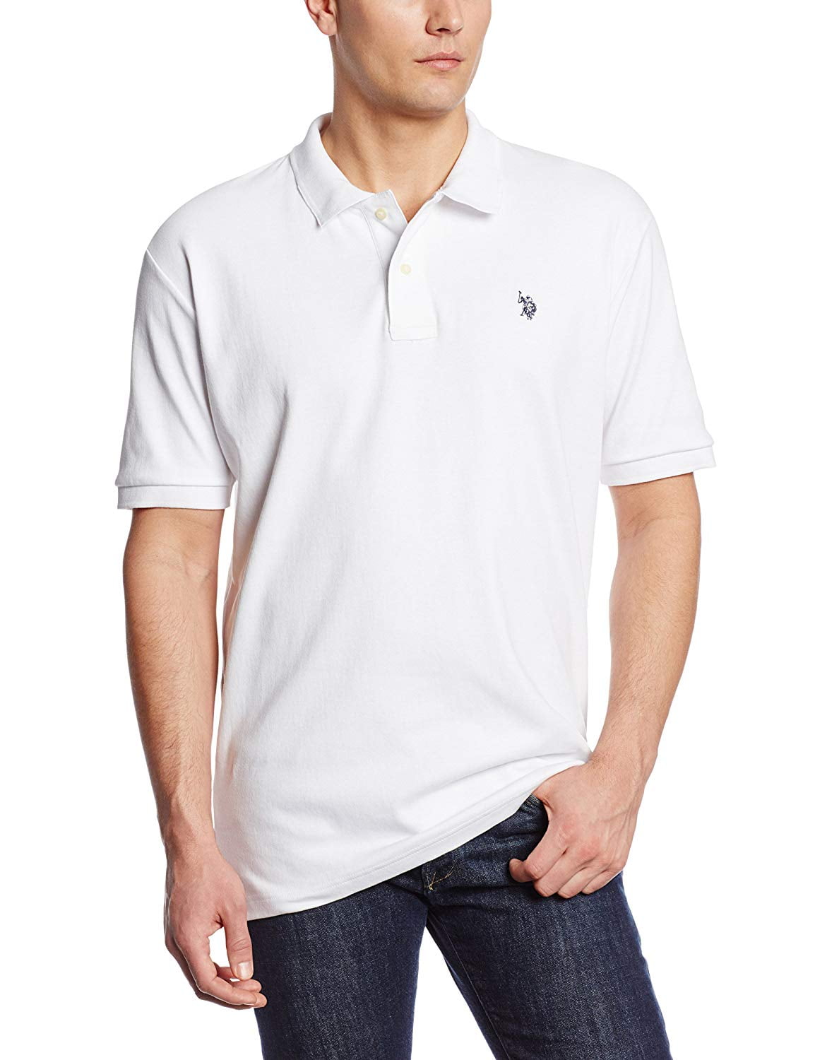 U.S. Polo Assn. Men's Short Sleeve Interlock Polo Shirt, White, Large ...