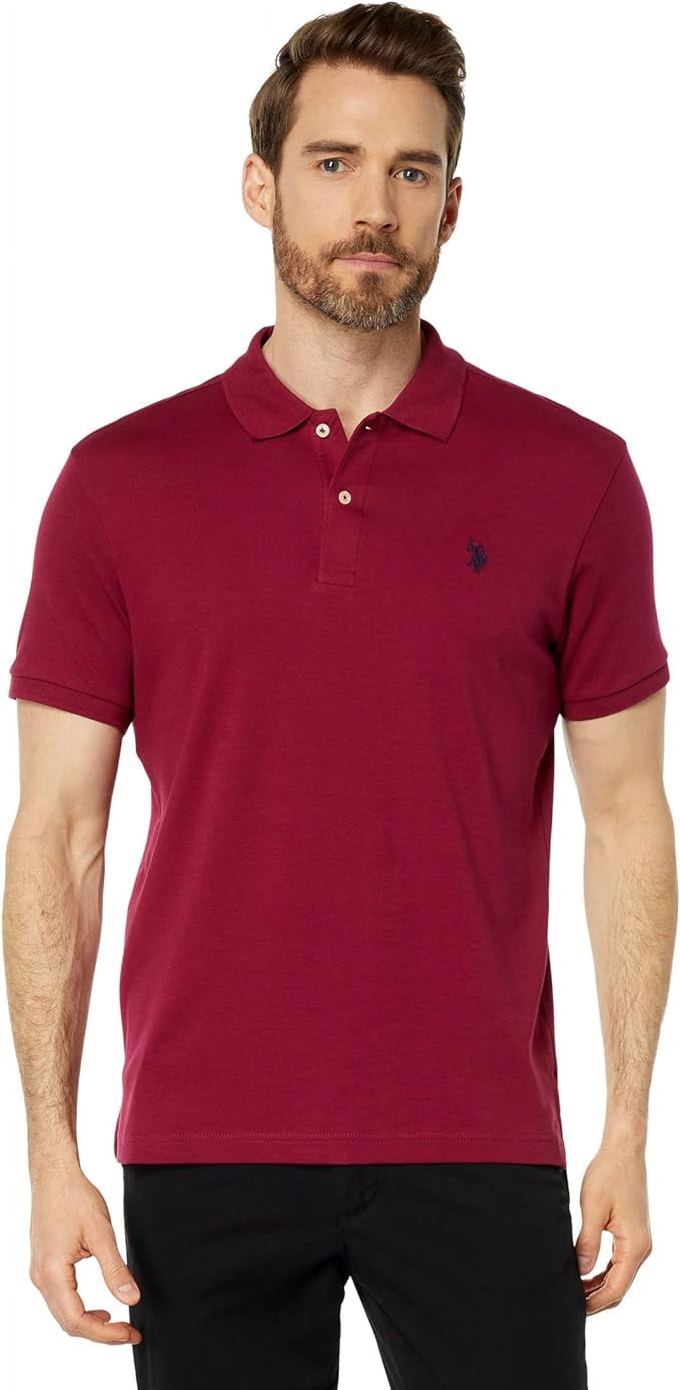 U.S. Polo Assn. Men's Slim Fit Interlock Polo Shirt, Beet Burgundy, X ...