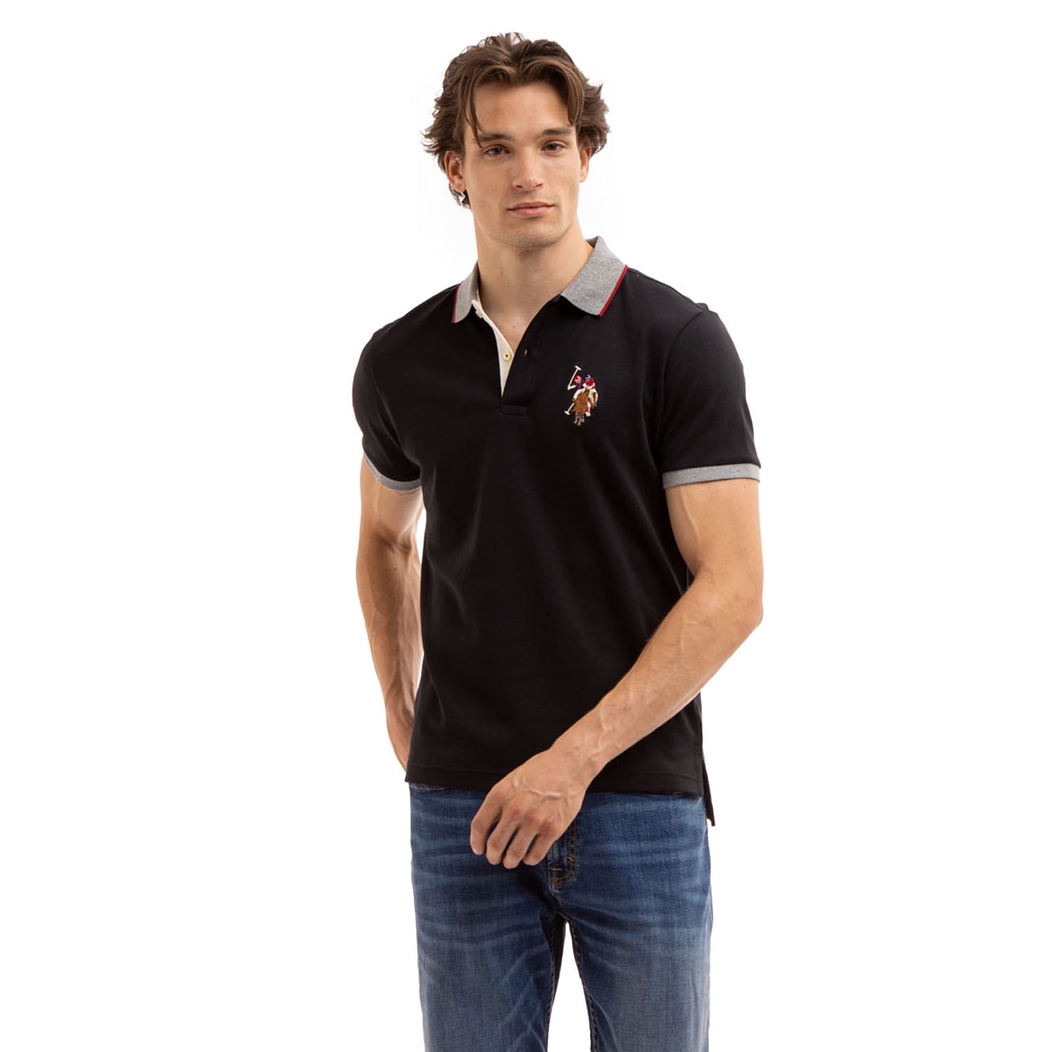 U.S. Polo Assn. Men's Slim Fit Multicolor Interlock Polo Shirt with Big ...