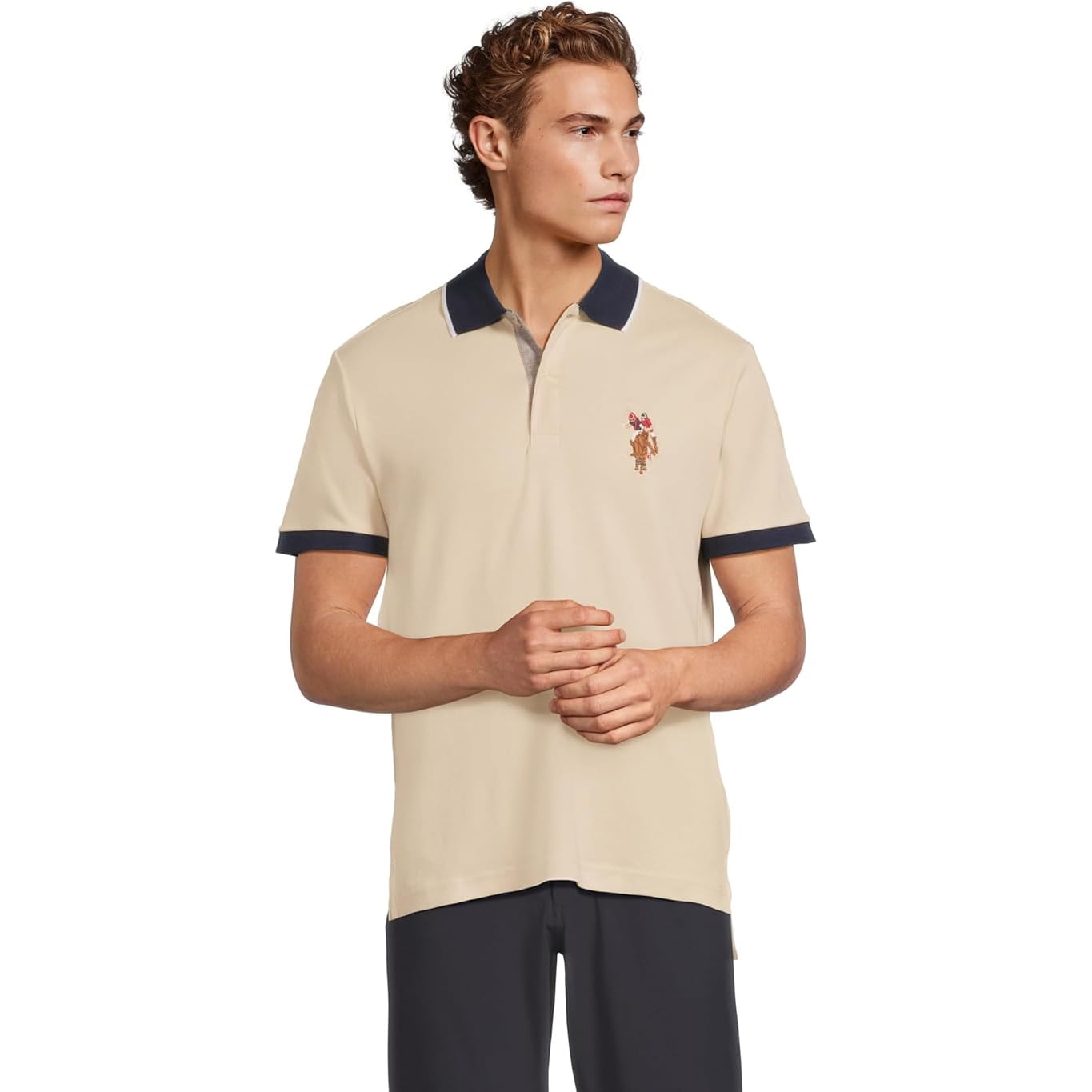 U.S. Polo Assn. Men's Slim Fit Multicolor Interlock Polo Shirt with Big ...