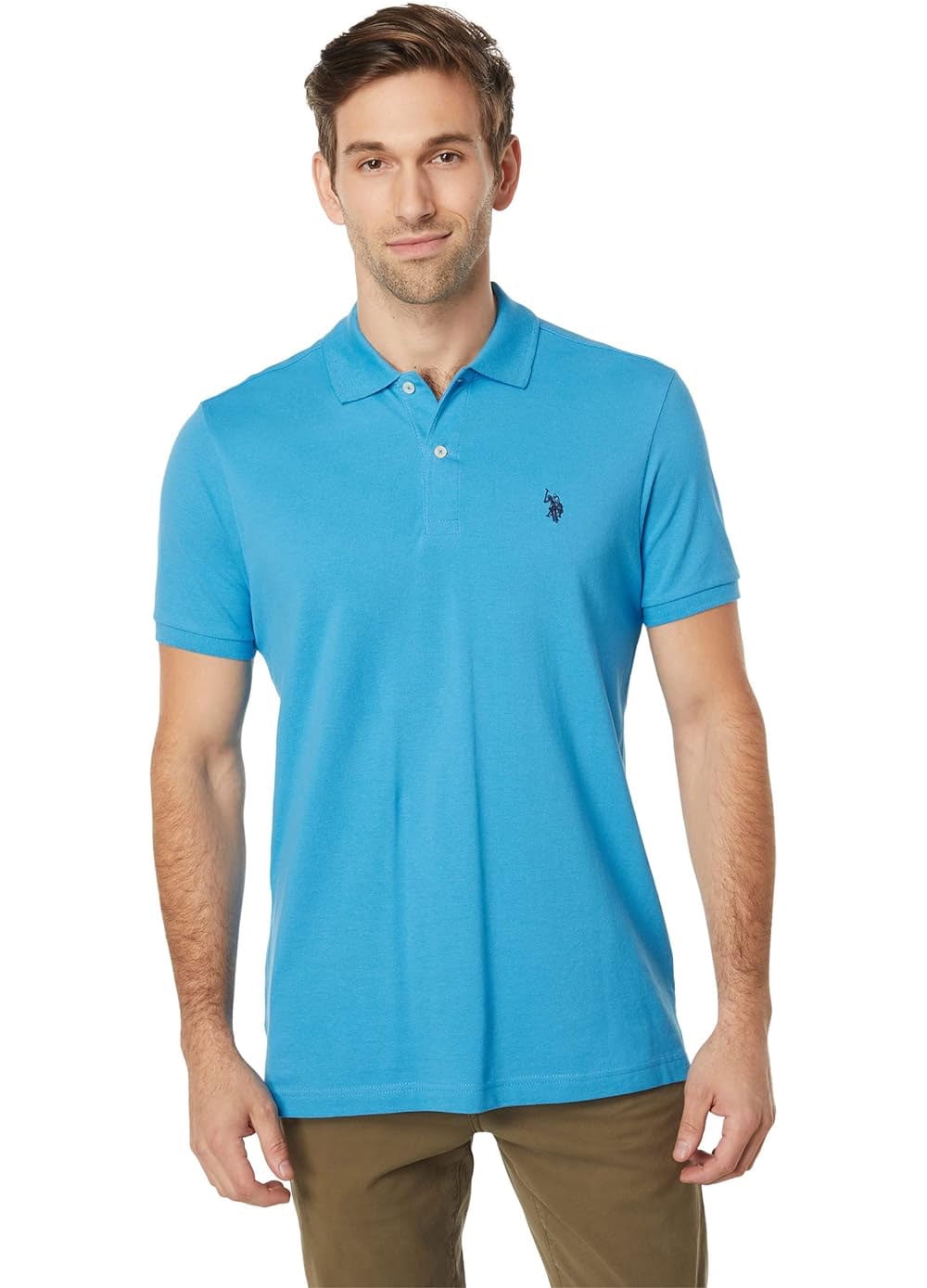 U.S. Polo Assn. Men's Solid Pique Polo With Small Pony, Beacon Blue ...