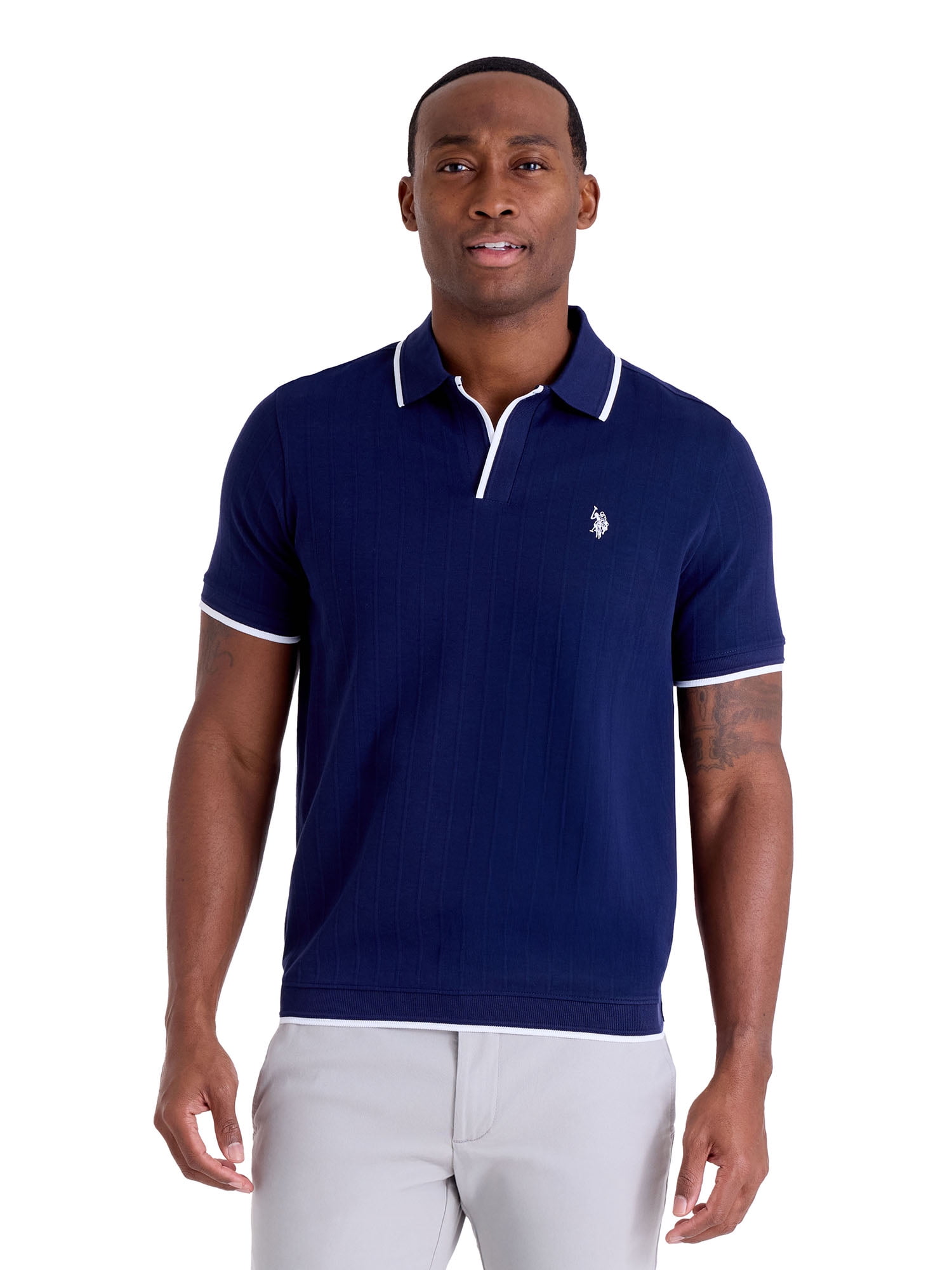 U.S. Polo Assn. Men's Textured Knit Polo Shirt - Walmart.com