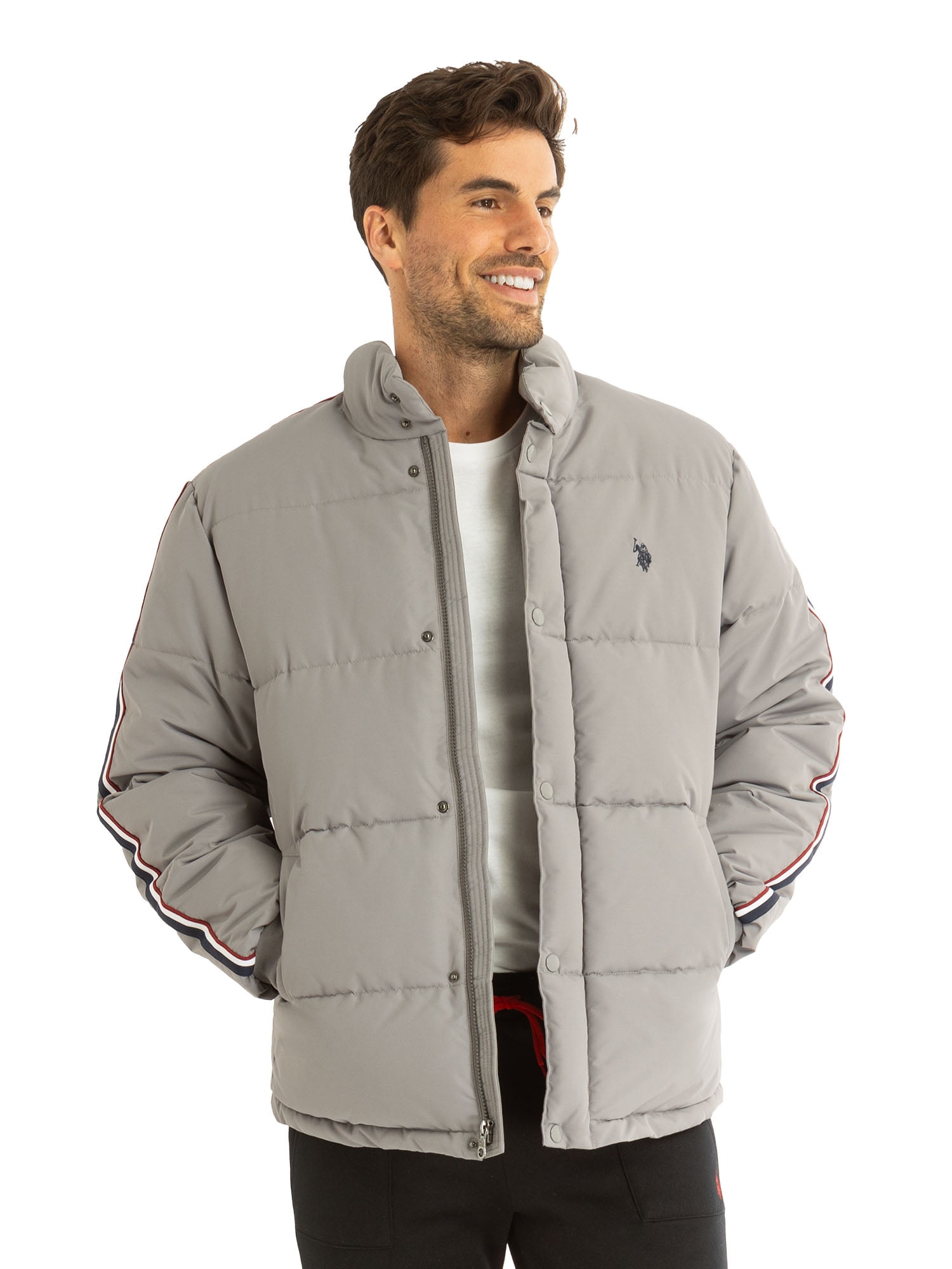 U.S. Polo Assn. Men's Varsity Bomber Puffer Jacket, Warm Polyester ...