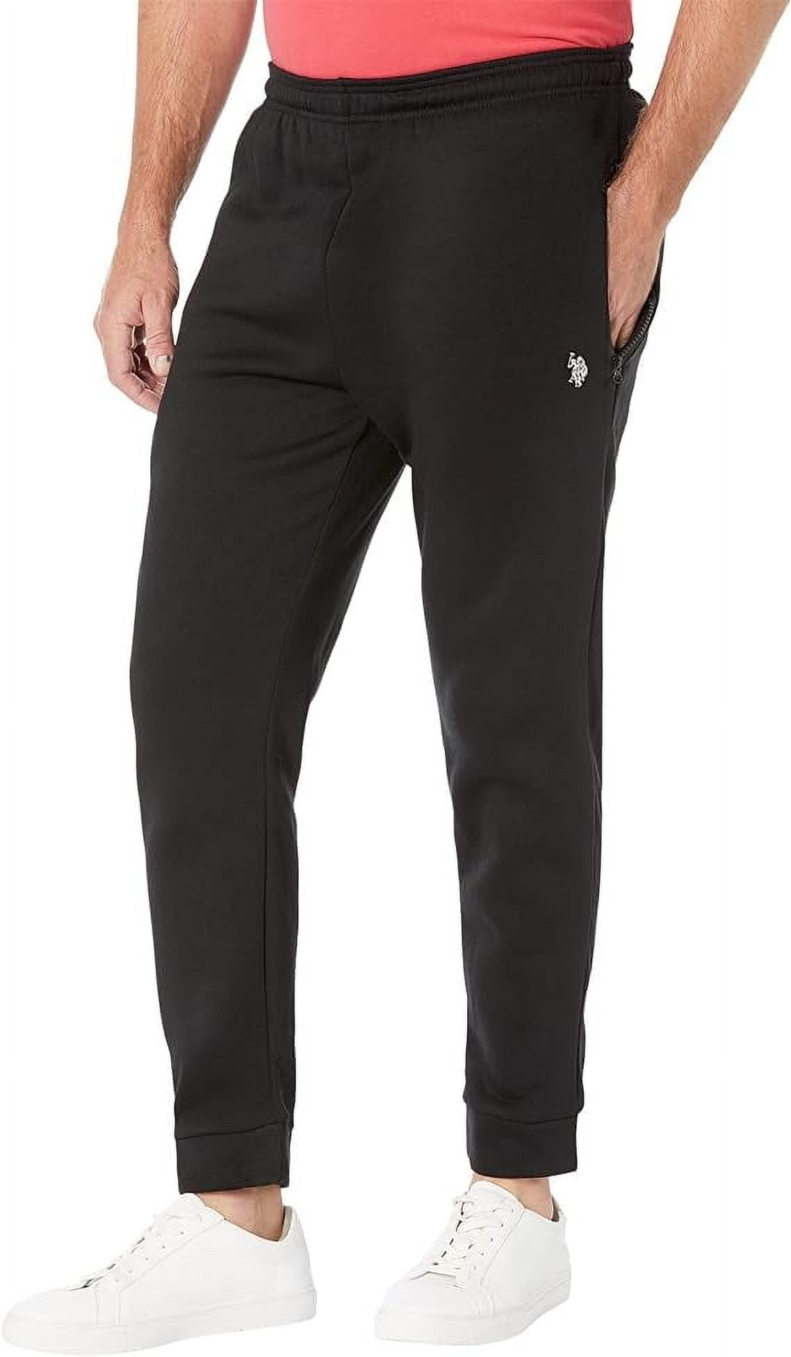 U.S. Polo Assn. Men's Zip Pocket Fleece Joggers, Classic Black, Medium ...