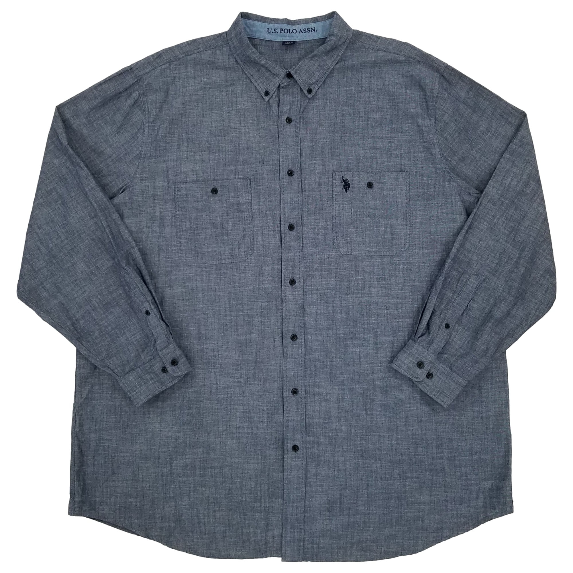 U.S. Polo Assn. Mens Big & Tall Blue Chambray Long Sleeve Button-Down Shirt 3XLT - Walmart.com