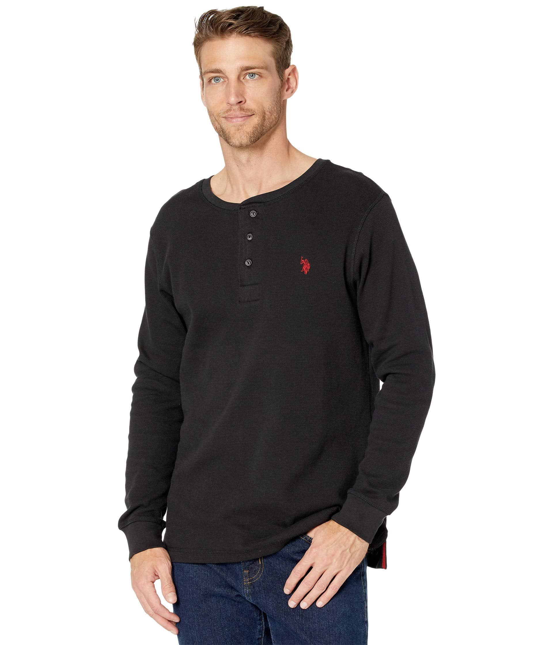 U.S. Polo Assn. Mens Long Sleeve Thermal Henley, Black, Large - Walmart.com