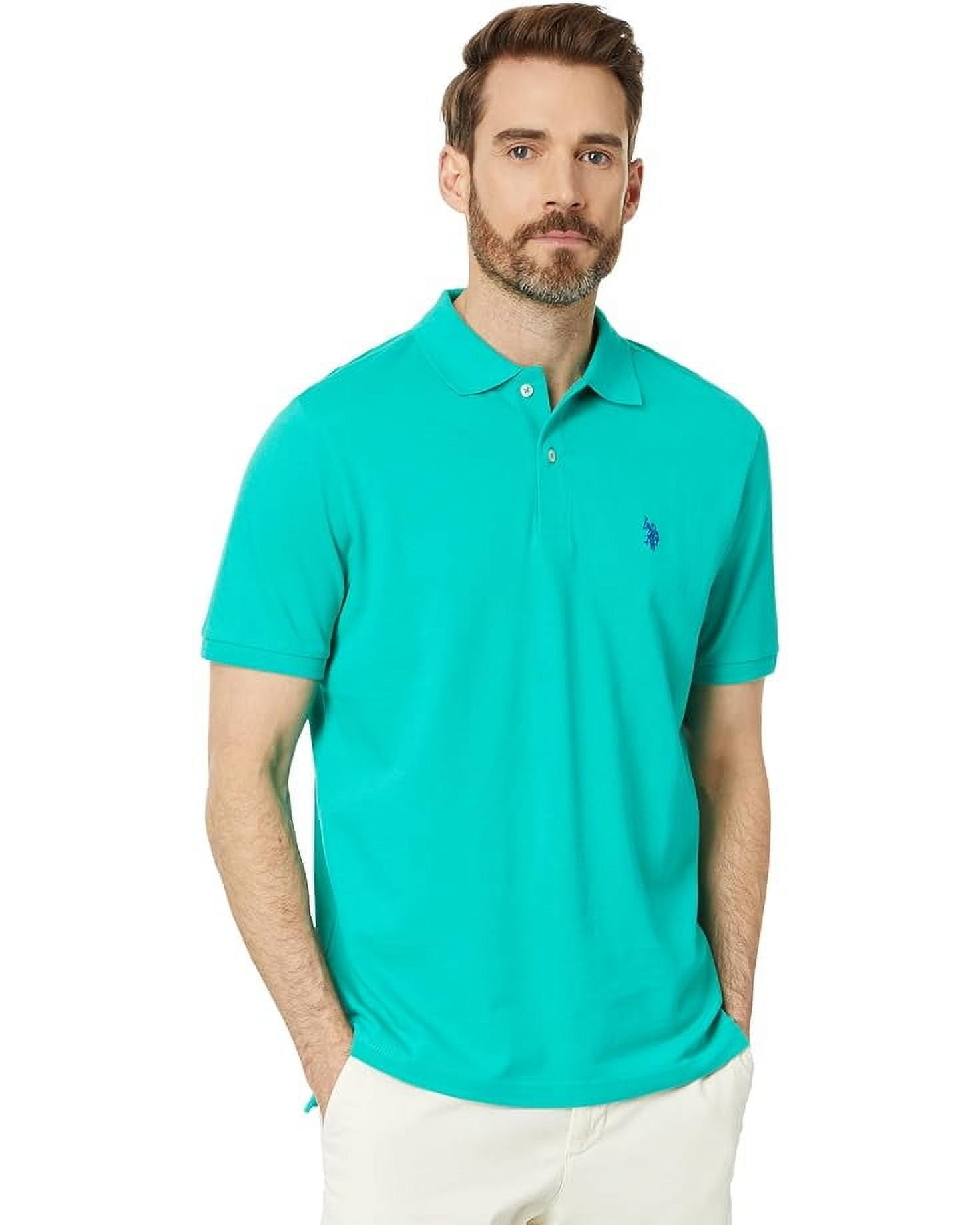 U.S. Polo Assn. Mens Solid Pique Polo With Small Pony, Emerald Circus ...