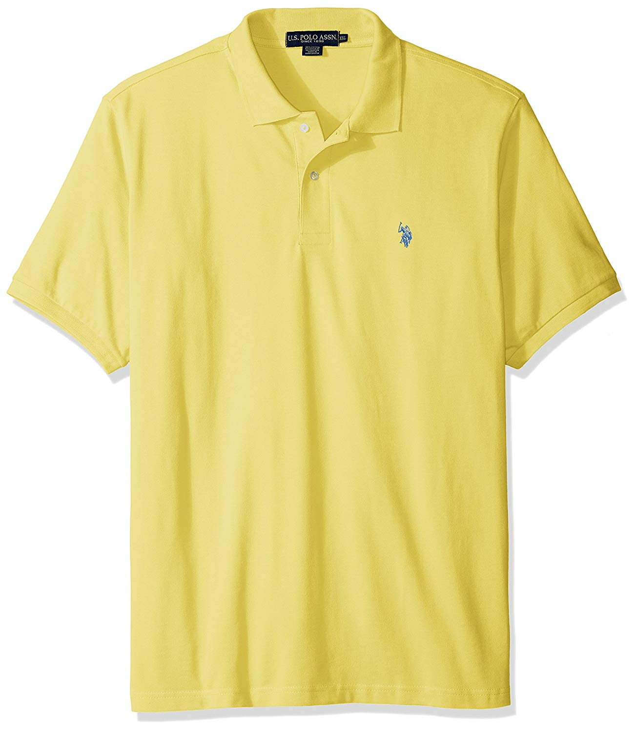 U.S. Polo Assn. Mens Solid Pique Polo With Small Pony, Lemon Frost ...