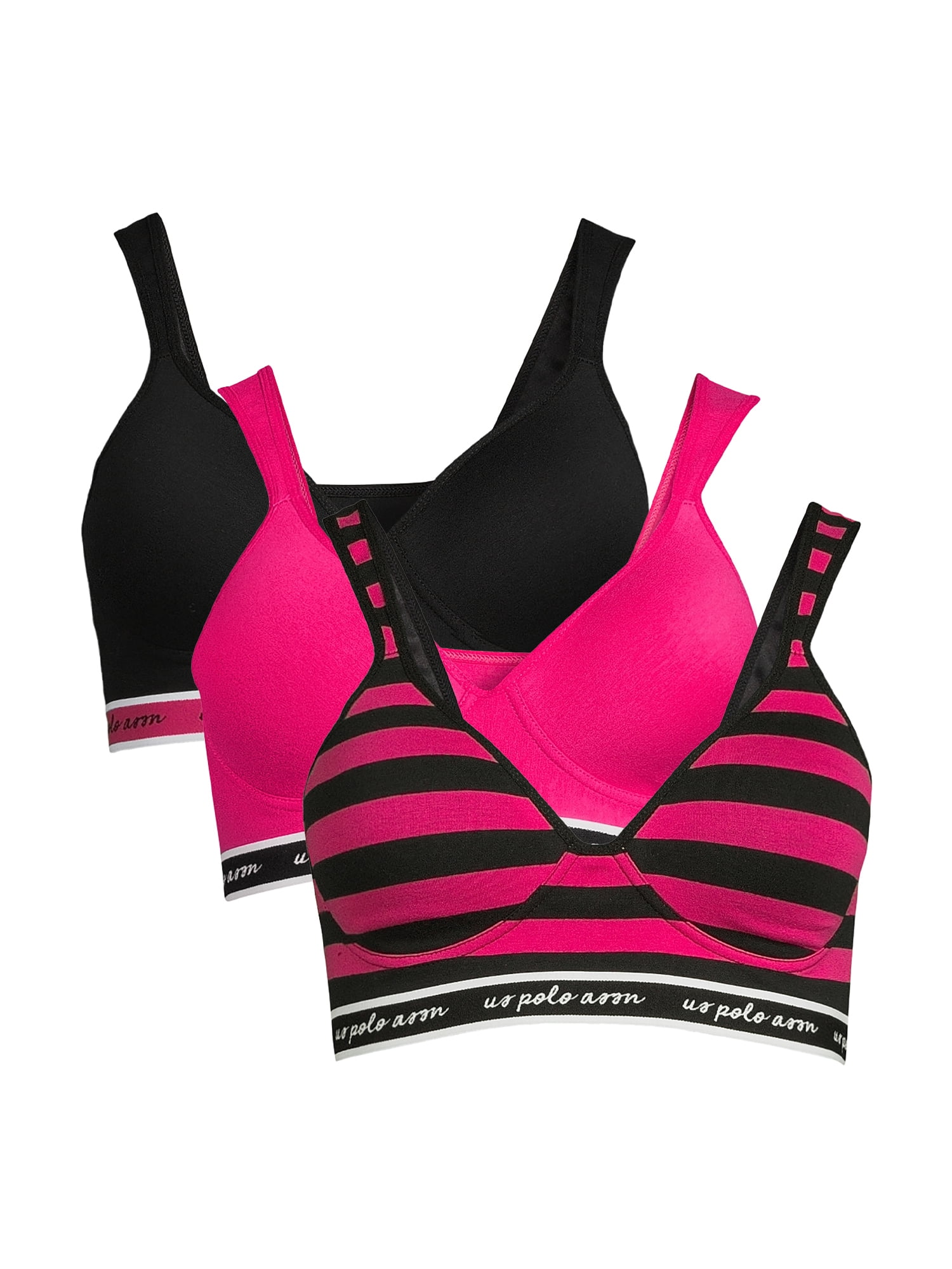 U.S. Polo Assn. Women's Cotton Bra Set, 3-Pack - Walmart.com