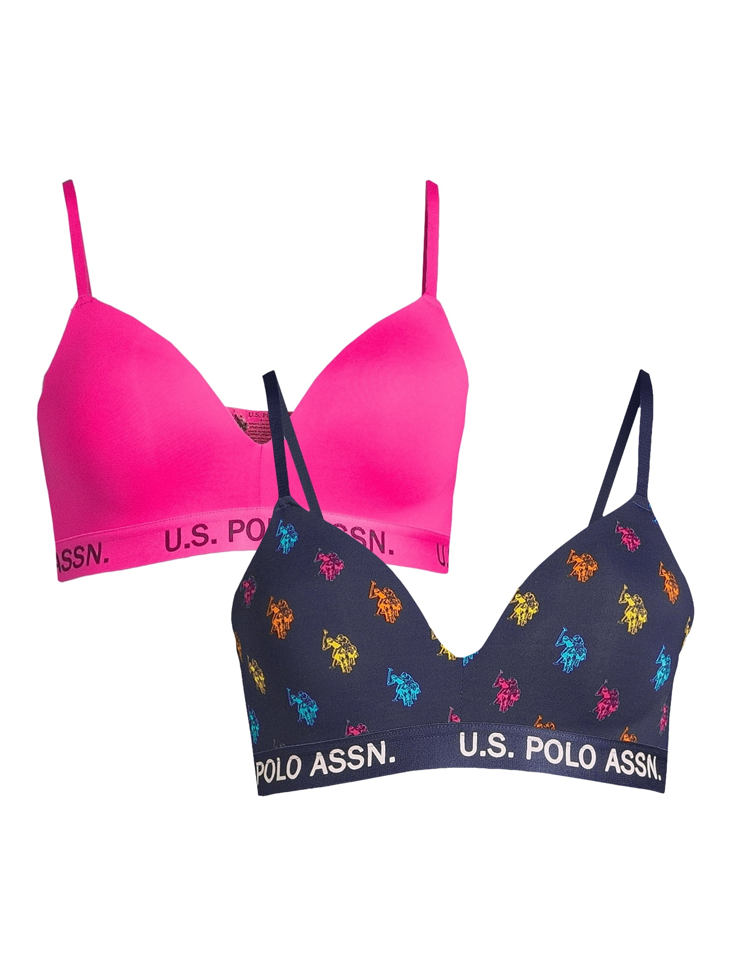 U.S. Polo Assn. Women's Microfiber Wire Free Bra, 2-Pack, Sizes 34B to ...