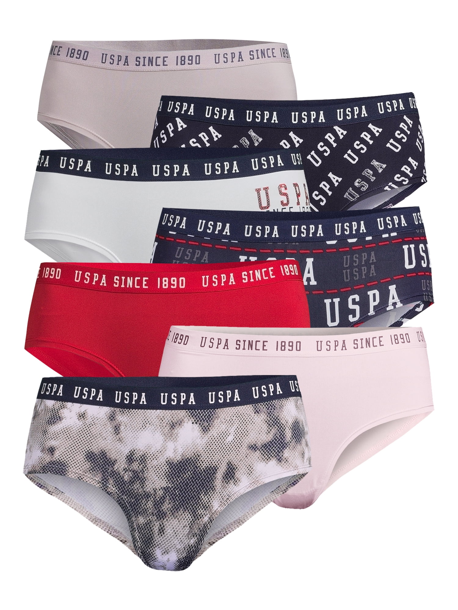U.S. Polo Assn. Women's Mixed Print Microfiber Hipster Panties, 7-Pack ...