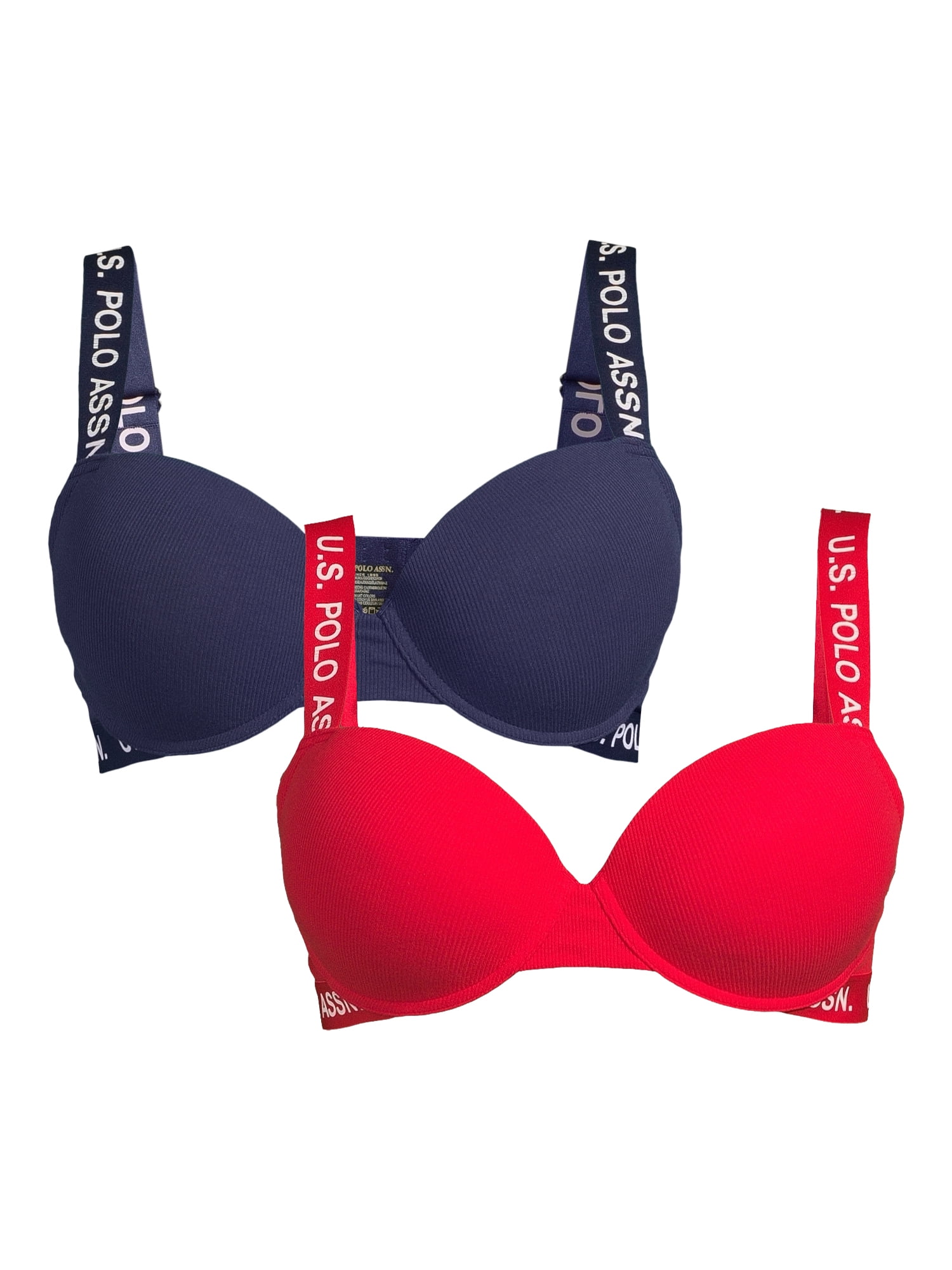 U.S. Polo Assn. Women's Plus Padded Cotton Spandex Bra Set, 2-Pack ...