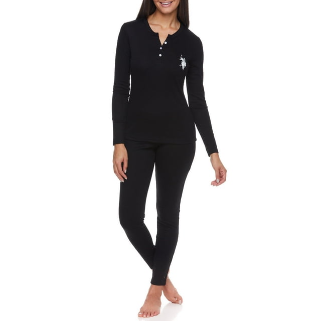 U.S. Polo Assn. Women's Ribbed Henley Long Underwear Thermal Set, 2-Piece Set - Walmart.com
