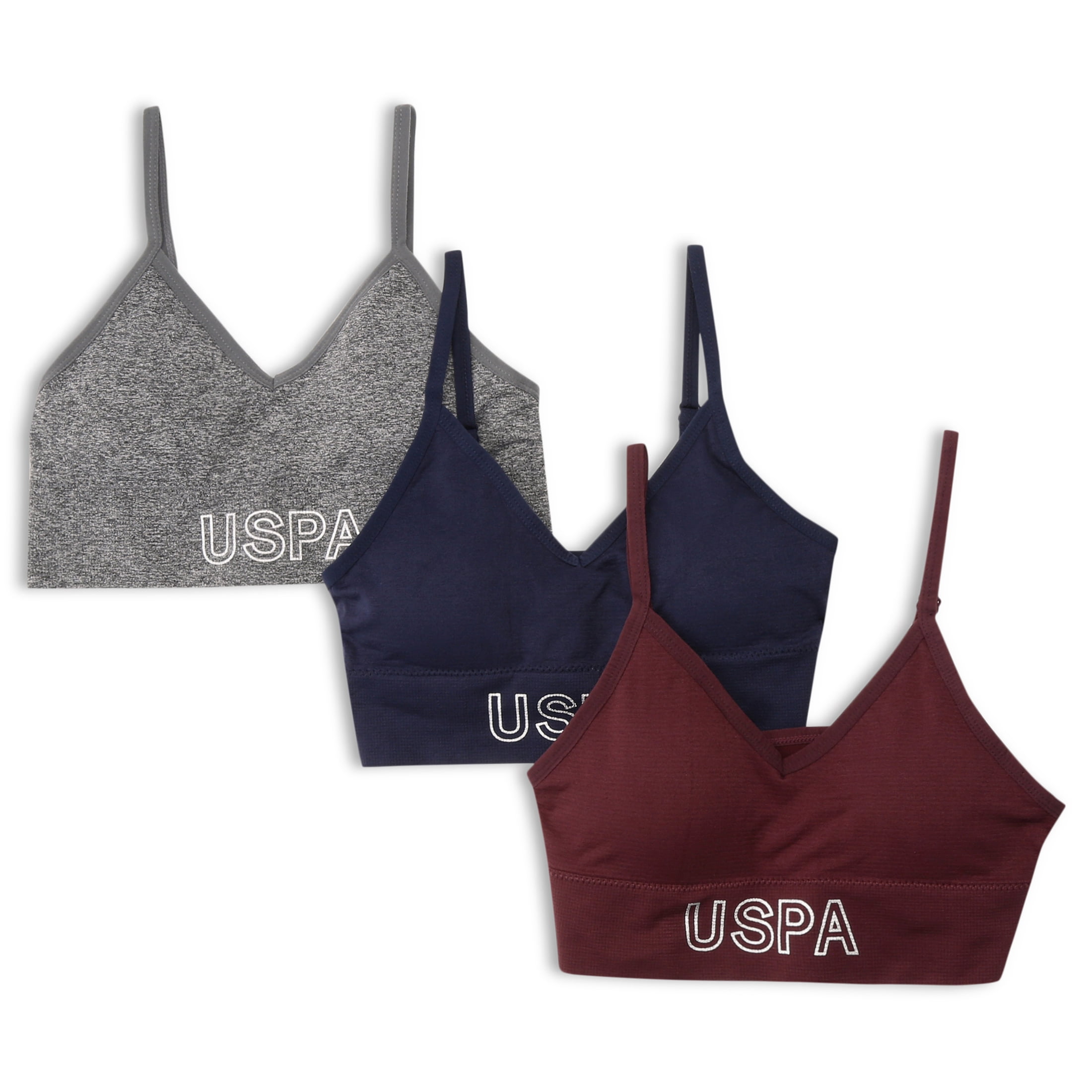 U.S. Polo Assn. Women's Tag-Free Seamless Comfort Bra Set, 3-Pack ...