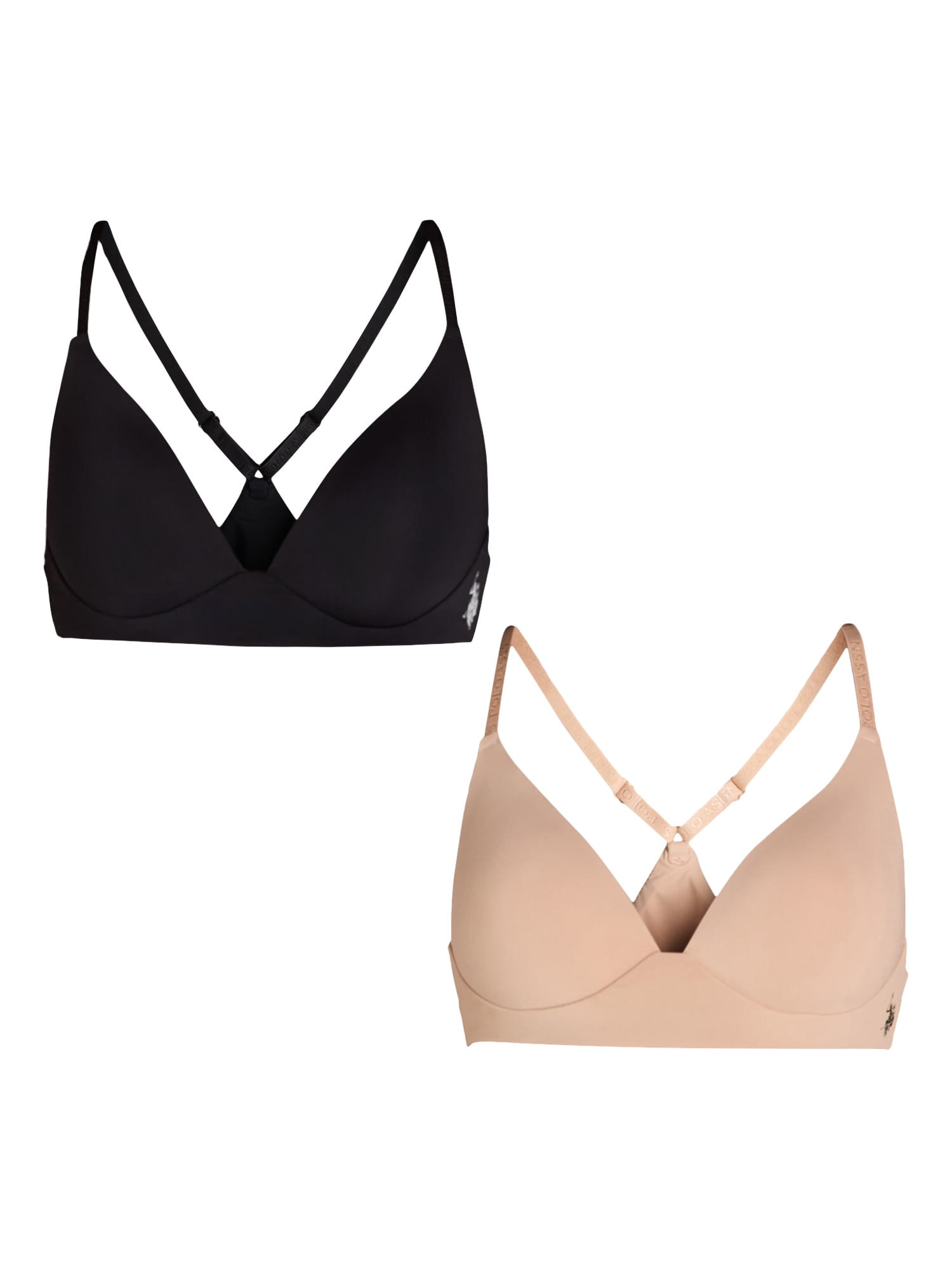 U.S. Polo Assn. Women's Wire Free Microfiber Push Up Bras, 2-Pack ...