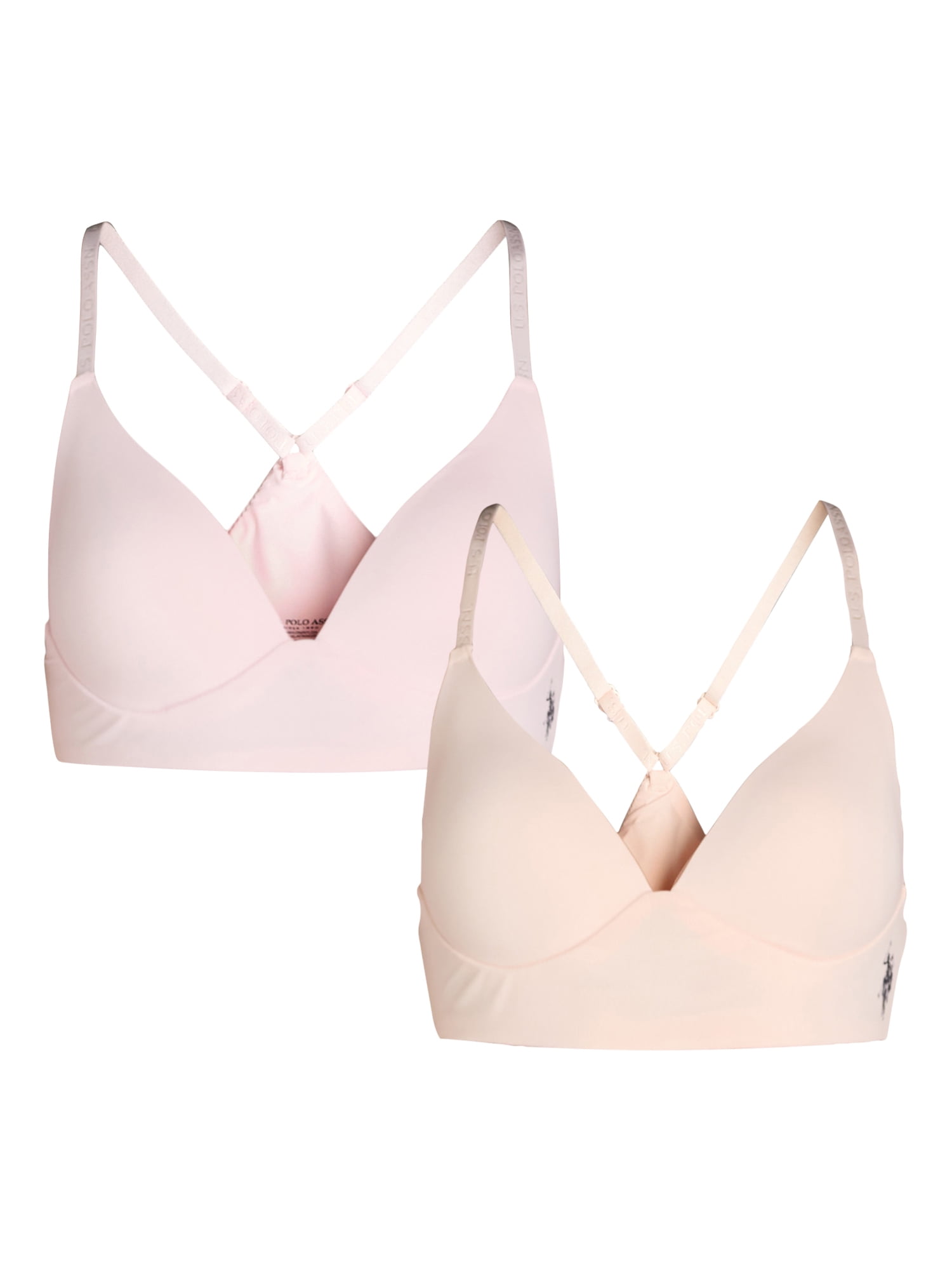 U.S. Polo Assn. Women's Wire Free Microfiber Push Up Bras, 2-Pack ...