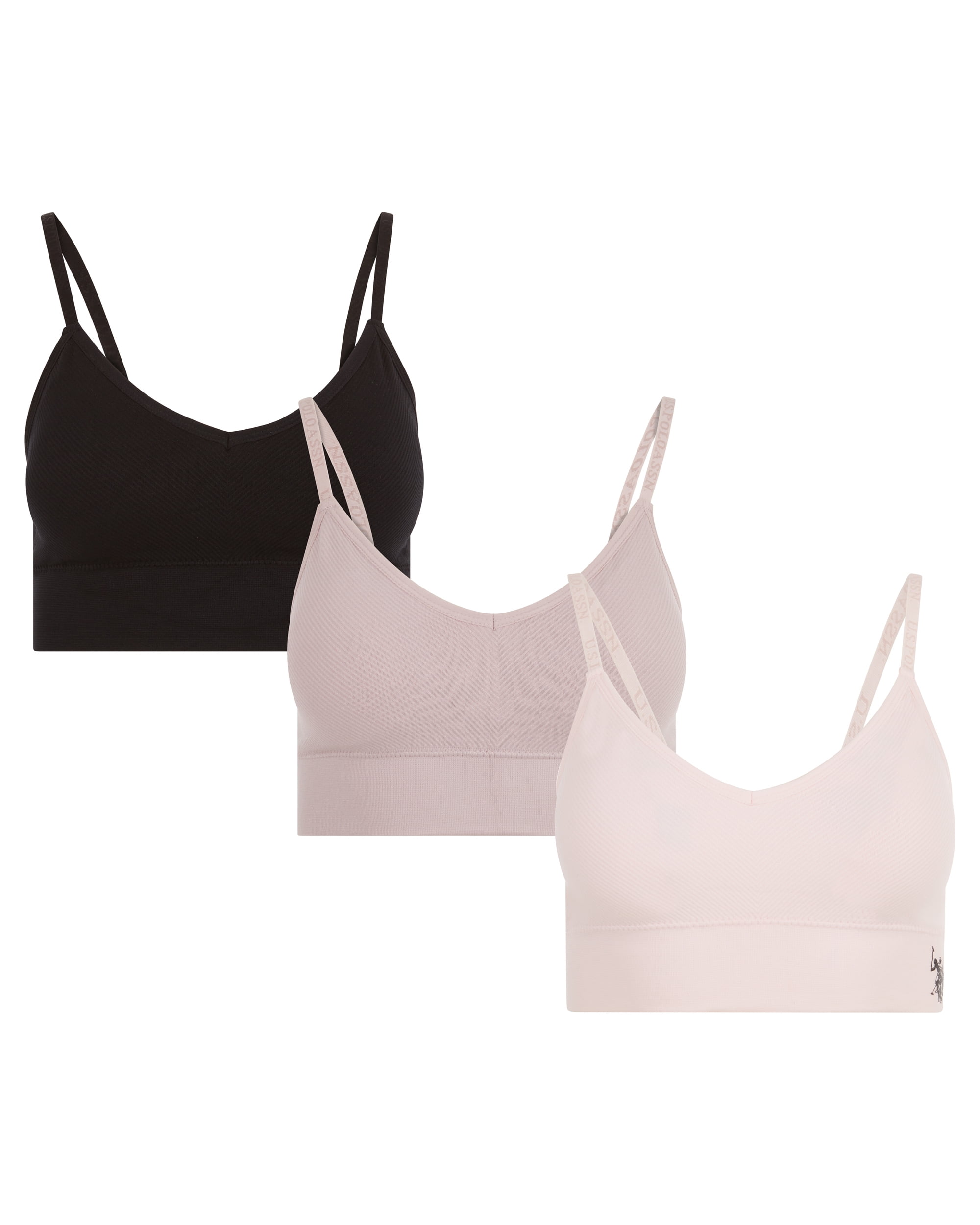 U.S. Polo Assn. Women's Wire-Free Ribbed Seamless Comfort Bra, 3-Pack ...