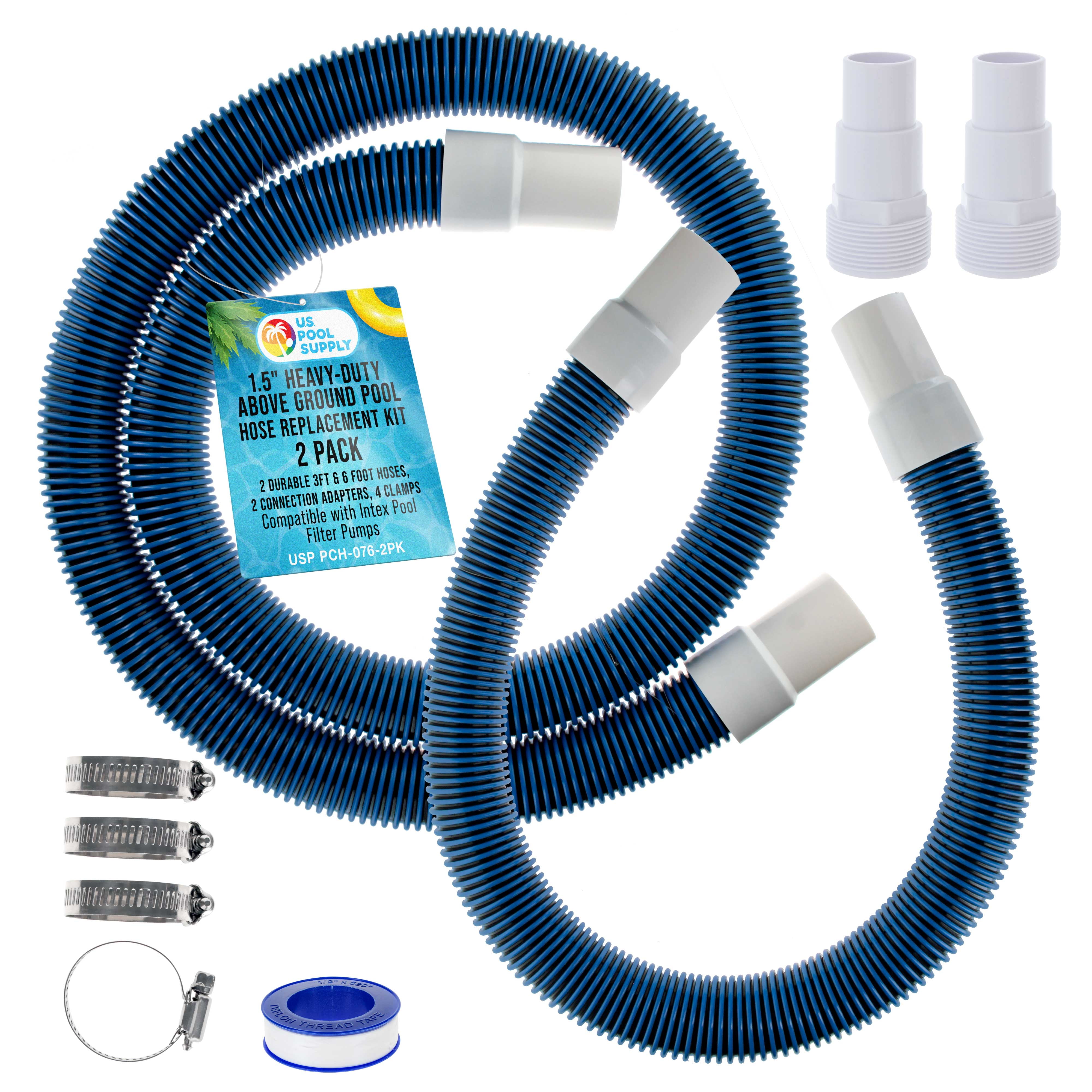 U.S. Pool Supply 1.5" Heavy-Duty Above Ground Pool Hose Replacement Kit ...