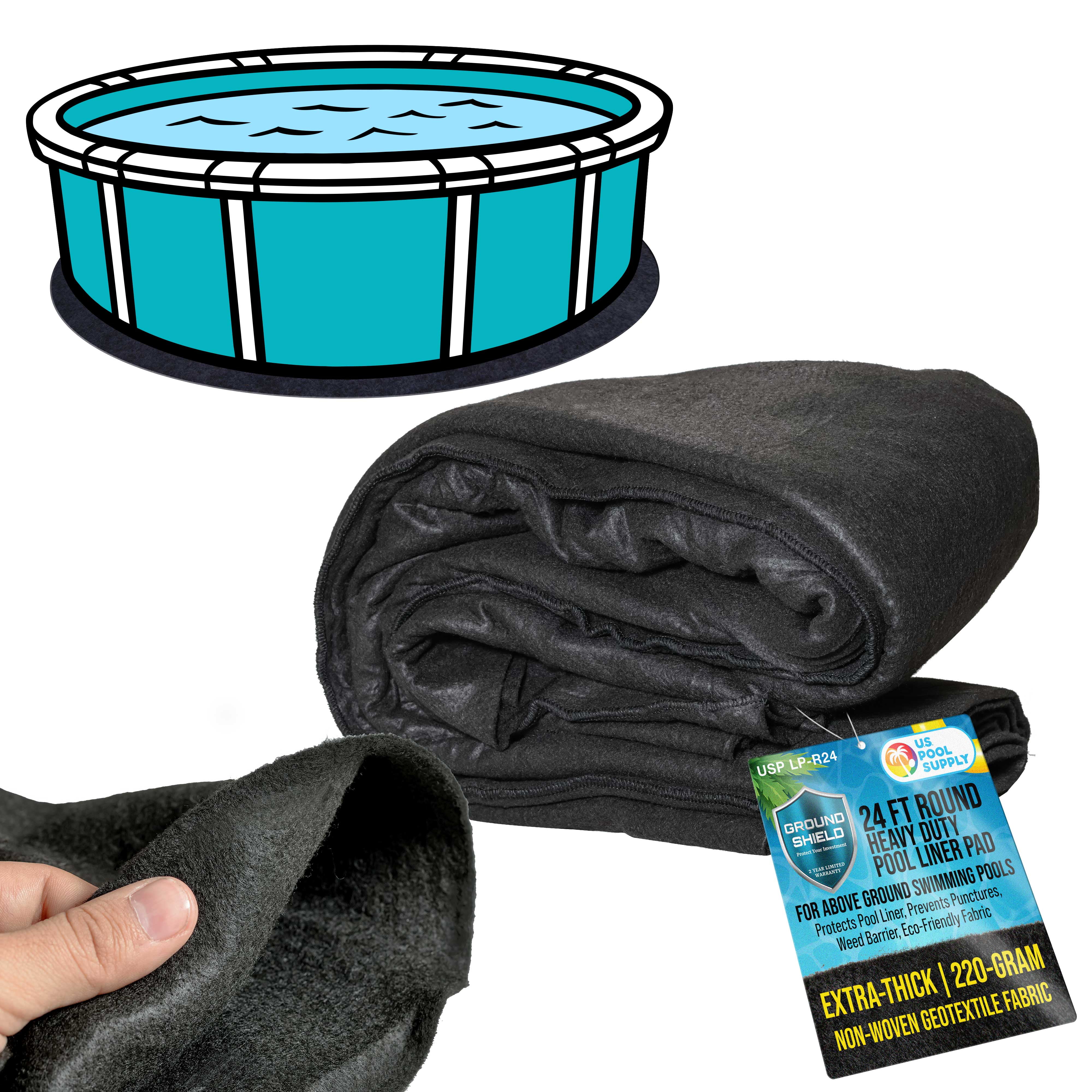 U.S. Pool Supply, Ground Shield Pool Liner Pad, 24' Round, Heavy Duty ...