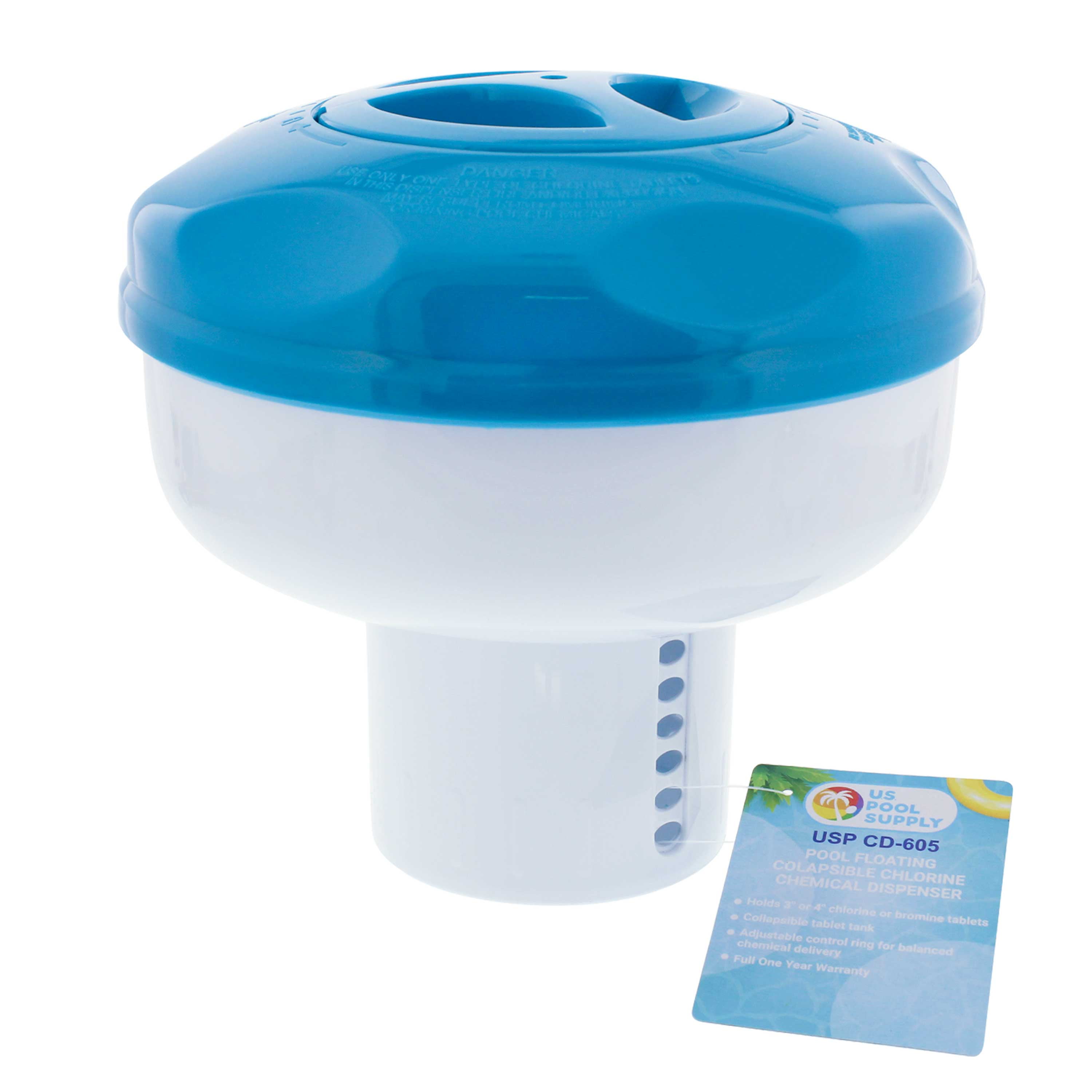 U.S. Pool Supply Floating Chlorine Dispenser, 3"-4" Tablet Holder ...