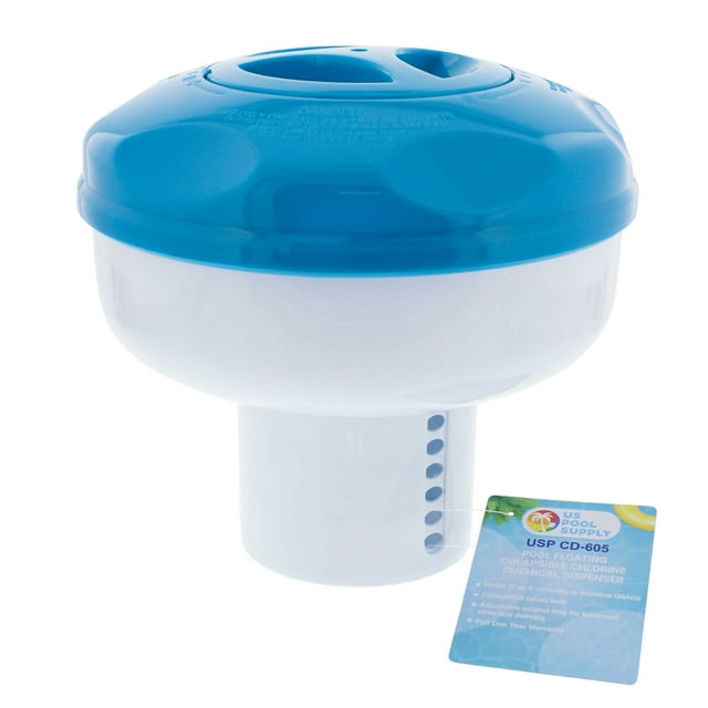 U.S. Pool Supply Floating Chlorine Dispenser, 3"-4" Tablet Holder ...