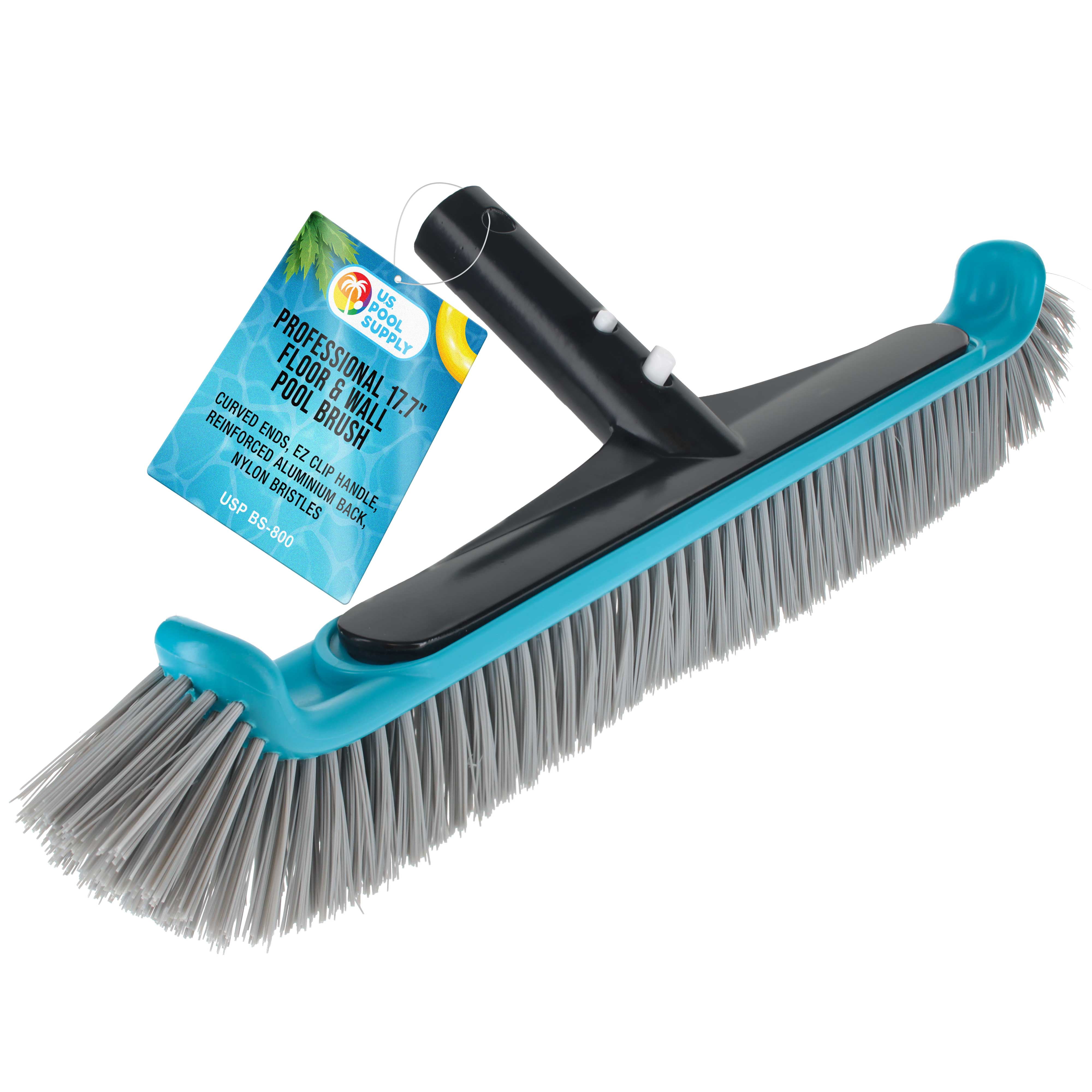 U.S. Pool Supply Heavy-Duty 17.7" Floor & Wall Pool Scrub Brush with ...