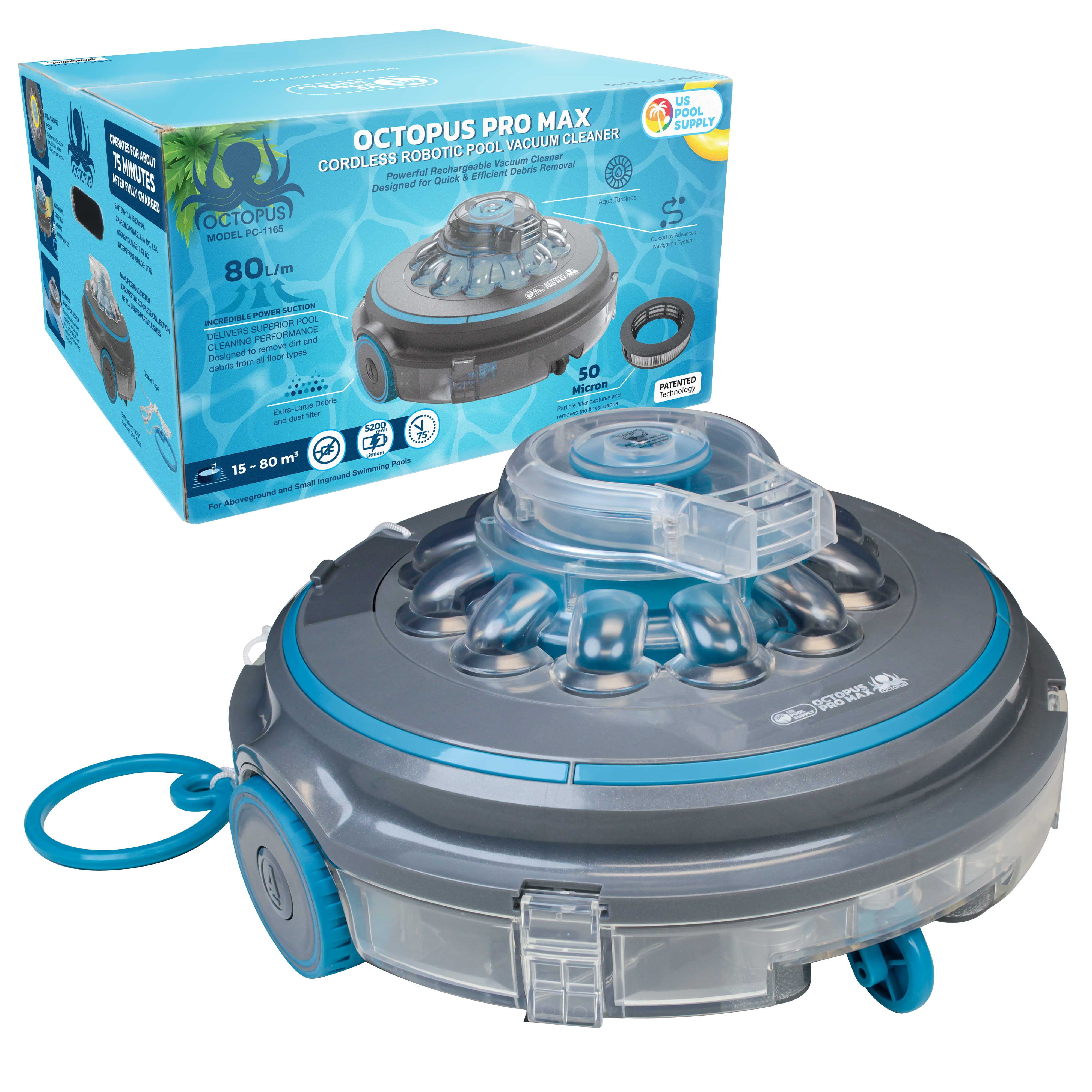 U.S. Pool Supply Octopus Pro Max Cordless Robotic Pool Vacuum Cleaner ...