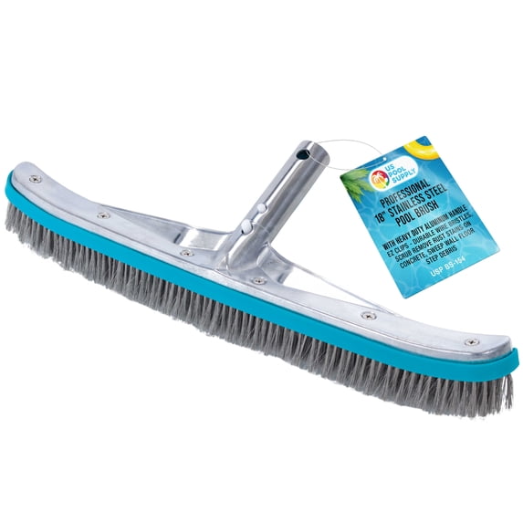 "U.S. Pool Supply Pro 18"" Stainless Steel Algae Brush with Heavy Duty ...