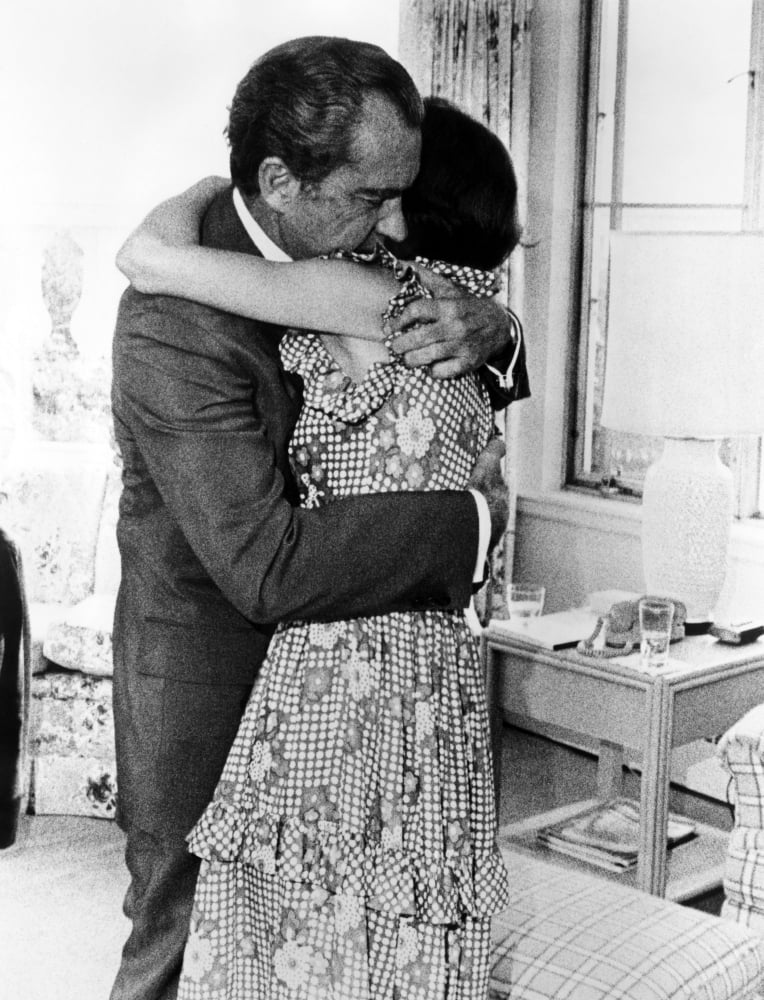 U.S. President Richard Nixon Hugging His Daughter Julie Nixon ...