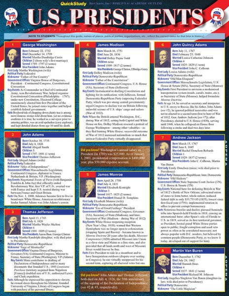 U.S. Presidents : QuickStudy Laminated Reference Guide (Other ...