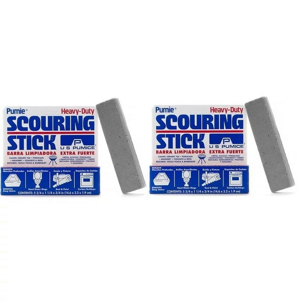 Heavy Duty Pumice Scouring Stick 2 Pack for Mineral Deposits, Rust, and ...